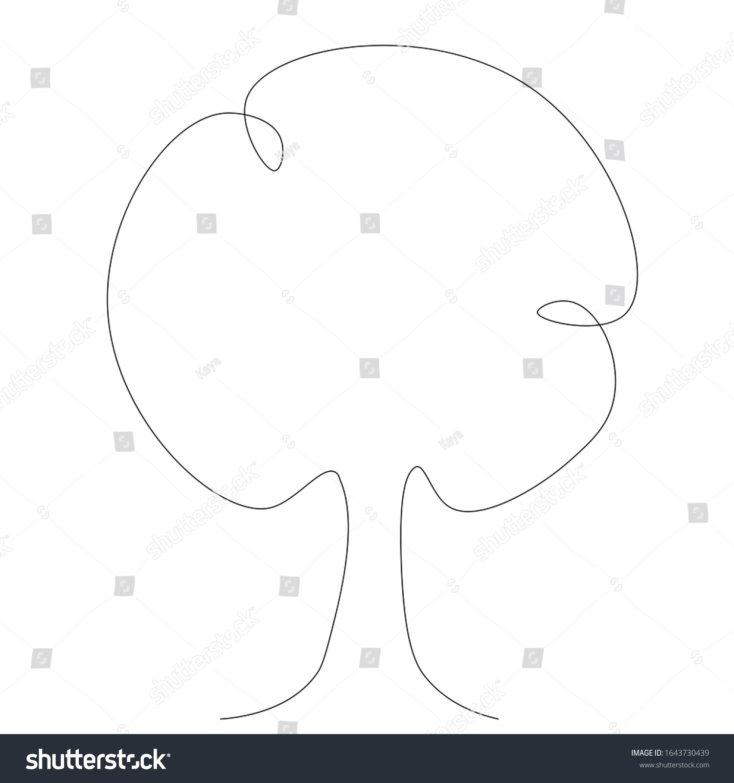 Tree Continuous Line Drawing Vector Illustration: เวกเตอร์สต็อก (ปลอด ...