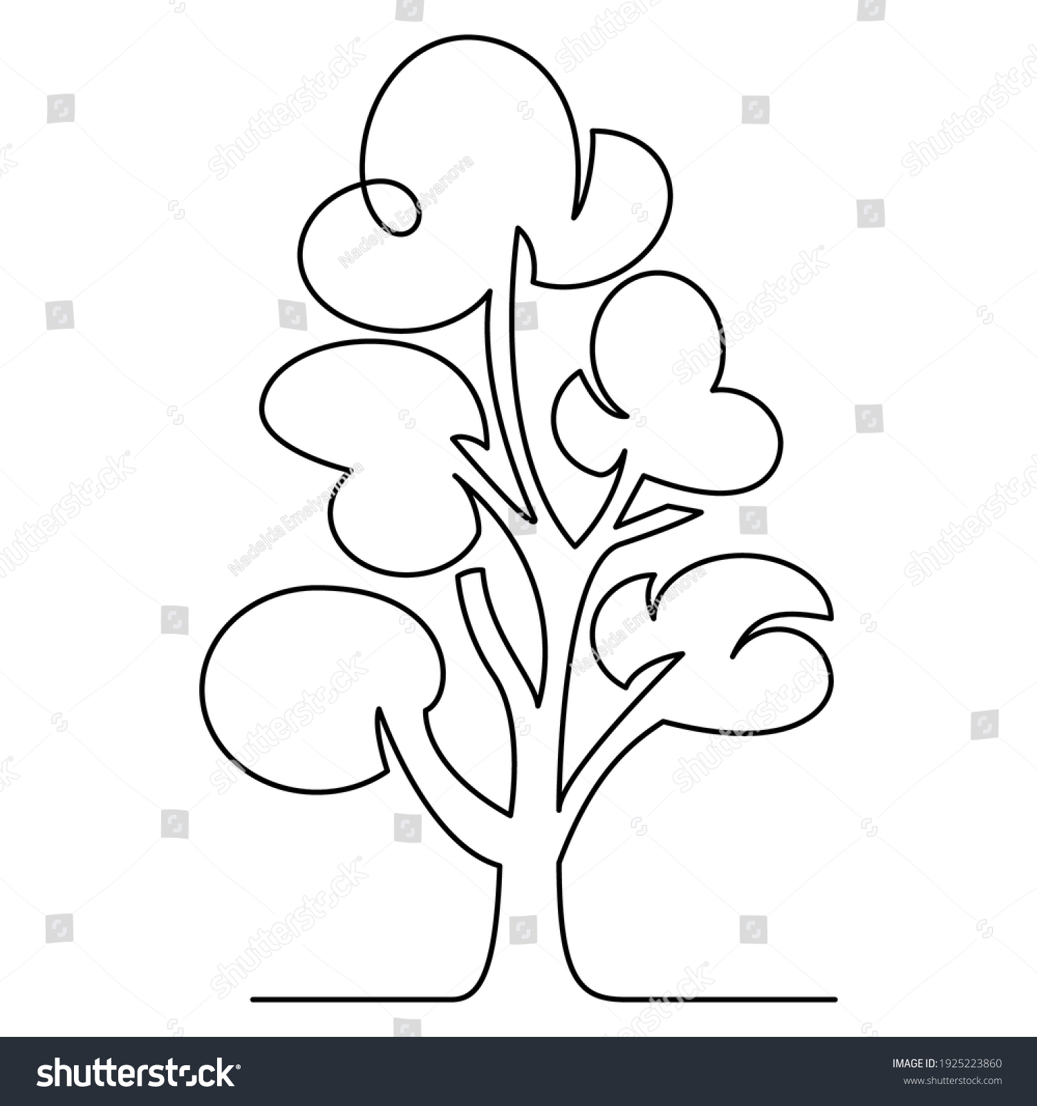 Tree Continuous Line Vector Illustration Isolated Stock Vector (Royalty ...