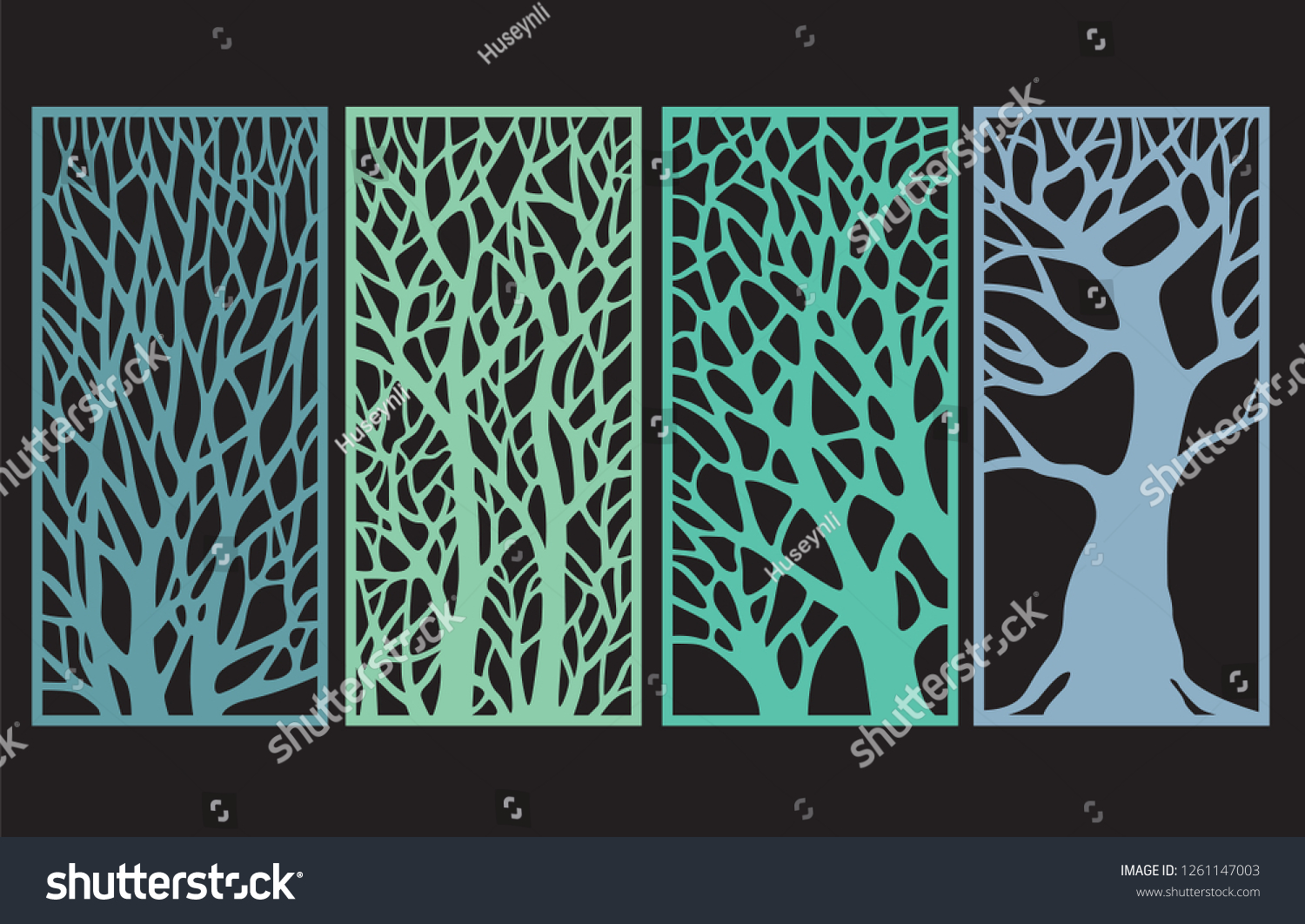 Tree Decorative Laser Cut Panel Set Stock Vector (Royalty Free) 1261147003