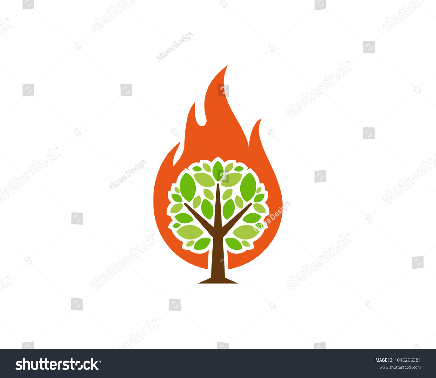 Tree Fire Icon Logo Design Element Stock Vector (Royalty Free) 1046296381