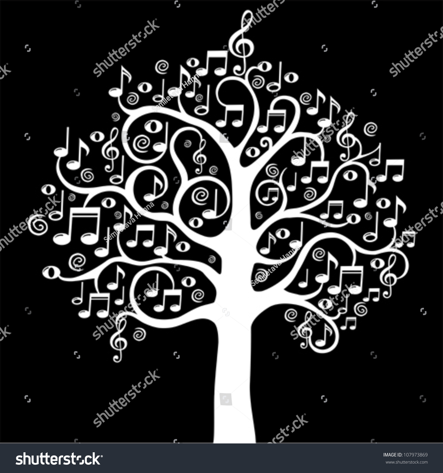 Tree Musical Notesvector Illustration Stock Vector Royalty Free