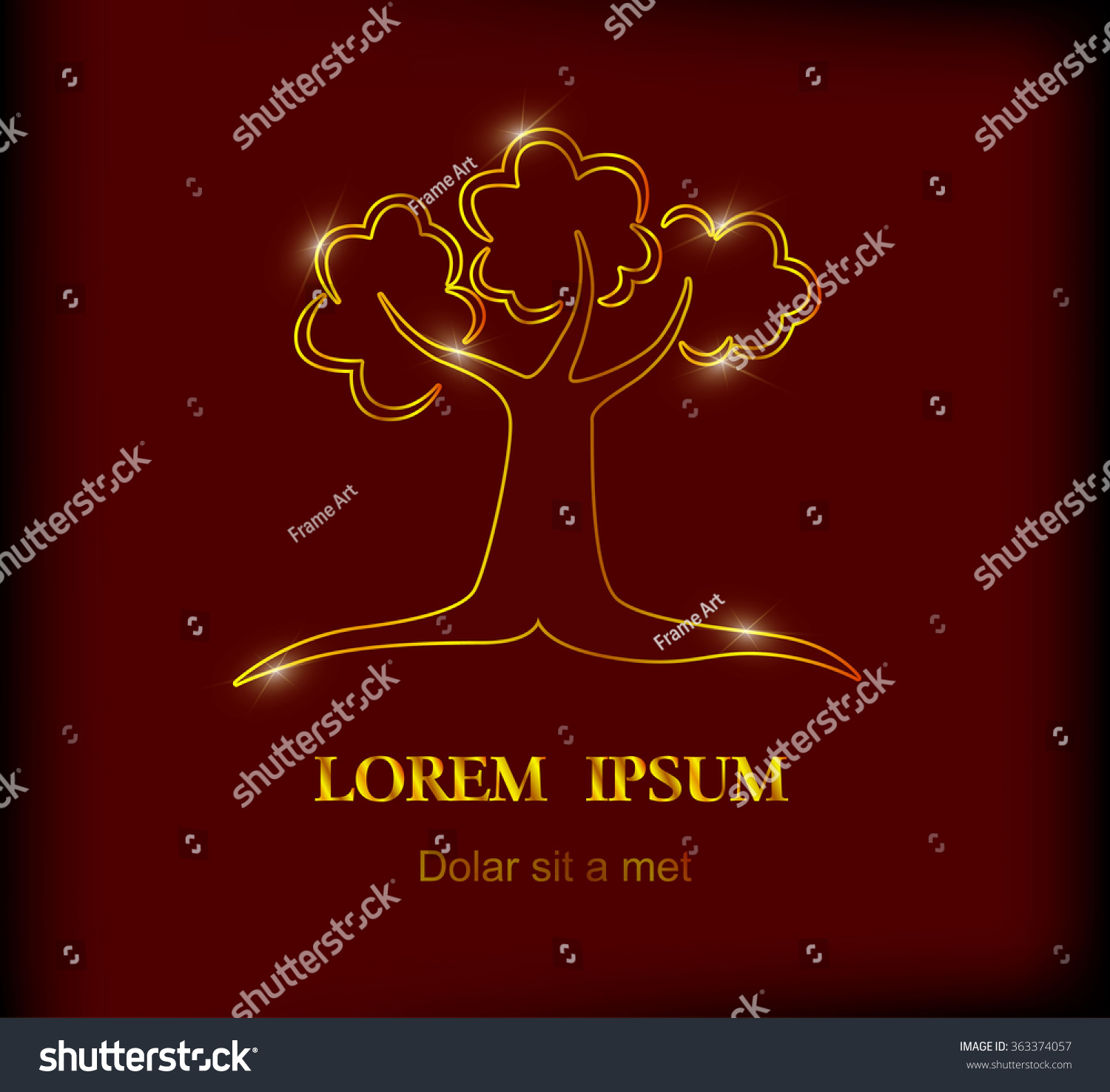 Tree Gold Logo Line Vector Sign Stock Vector (Royalty Free) 363374057
