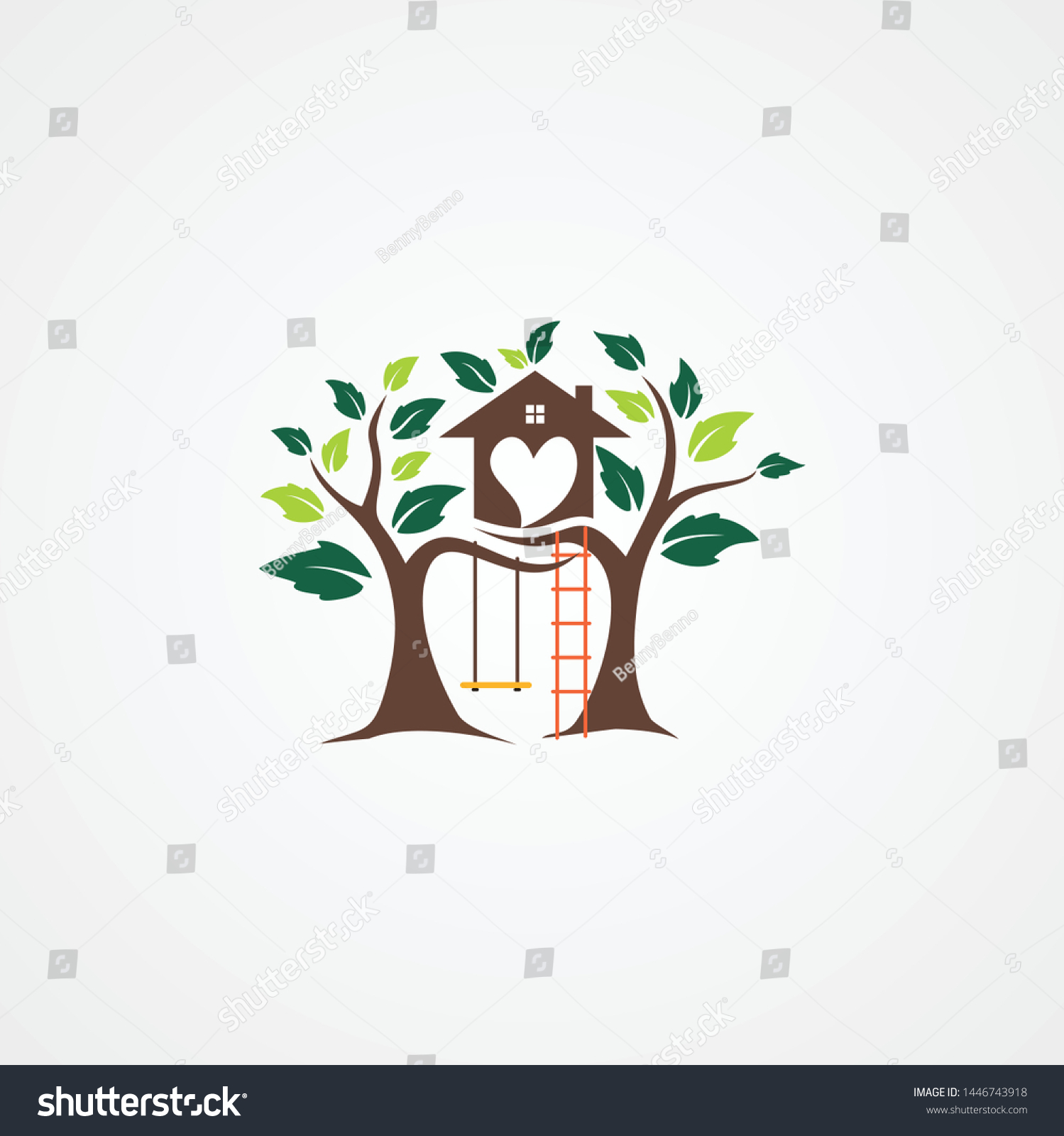 Tree House Design Logo Concept Stock Vector (Royalty Free) 1446743918 ...