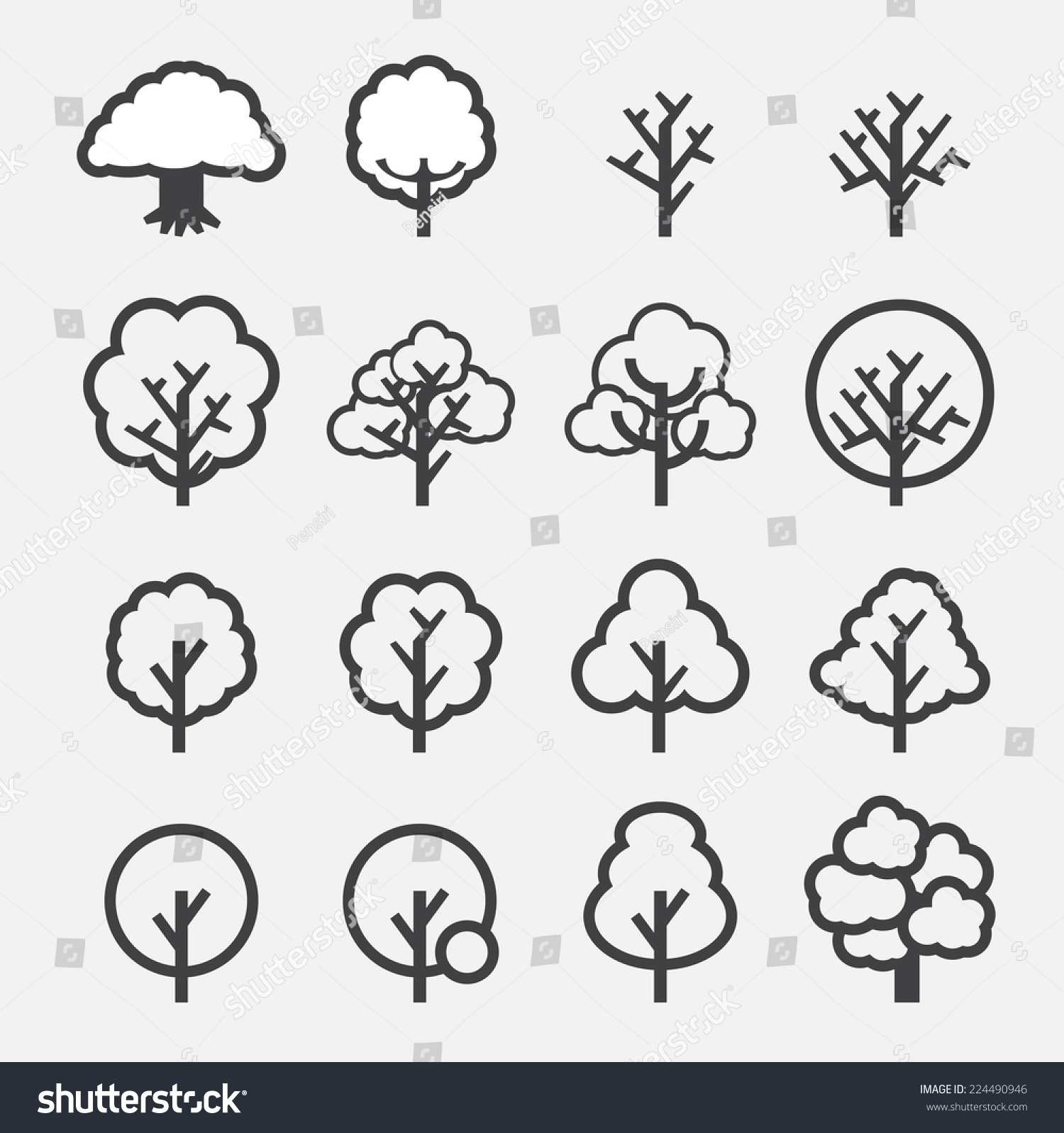 Tree Icon Stock Vector (Royalty Free) 224490946