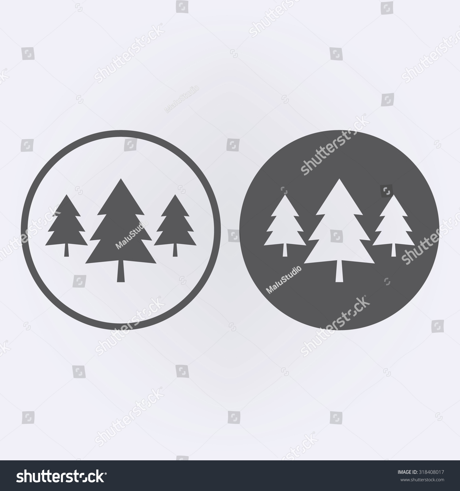 Tree Icon Circle Set Vector Illustration Stock Vector (Royalty Free ...