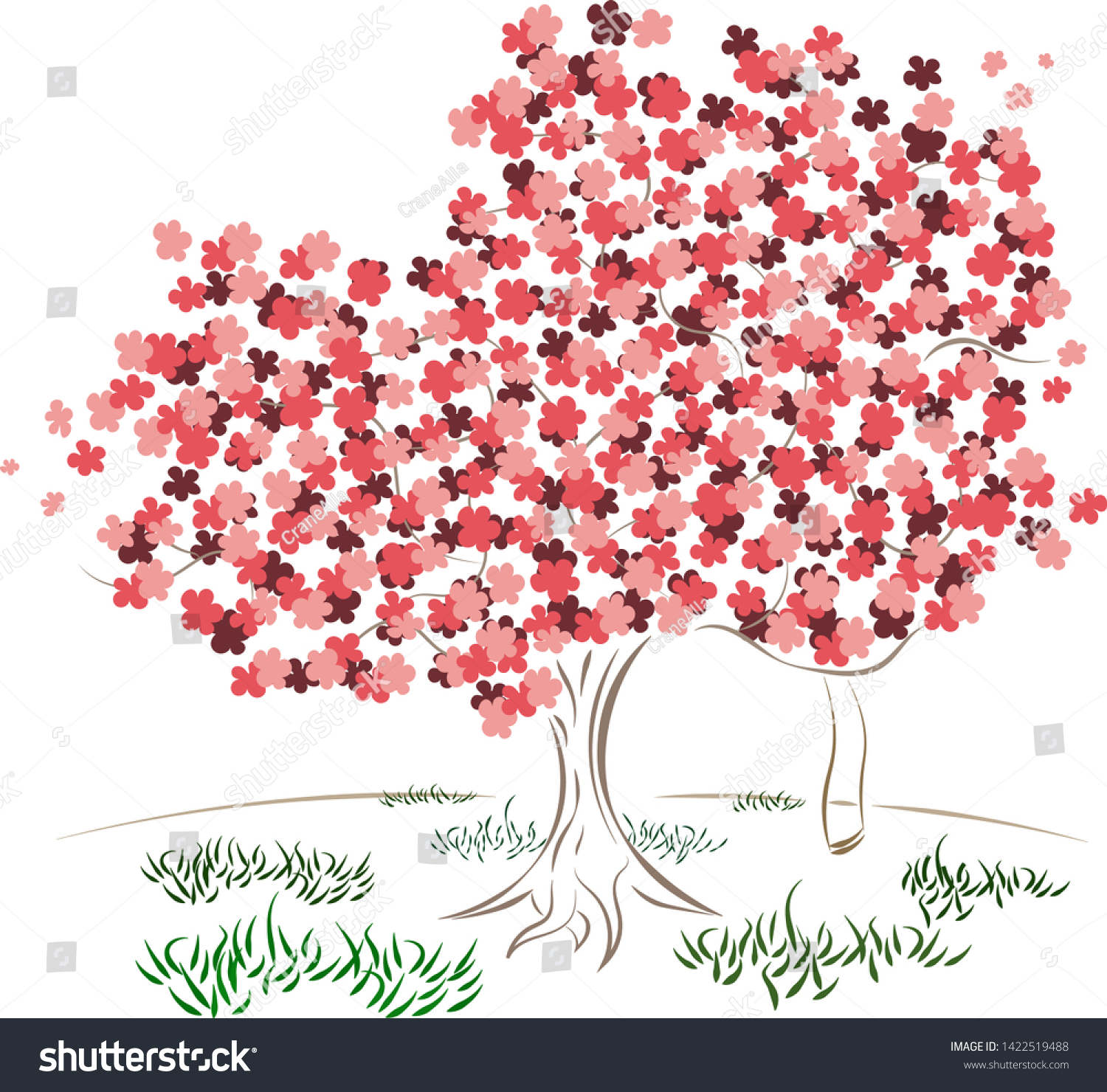 Tree Blossom Vector Illustration Stock Vector (Royalty Free) 1422519488 ...