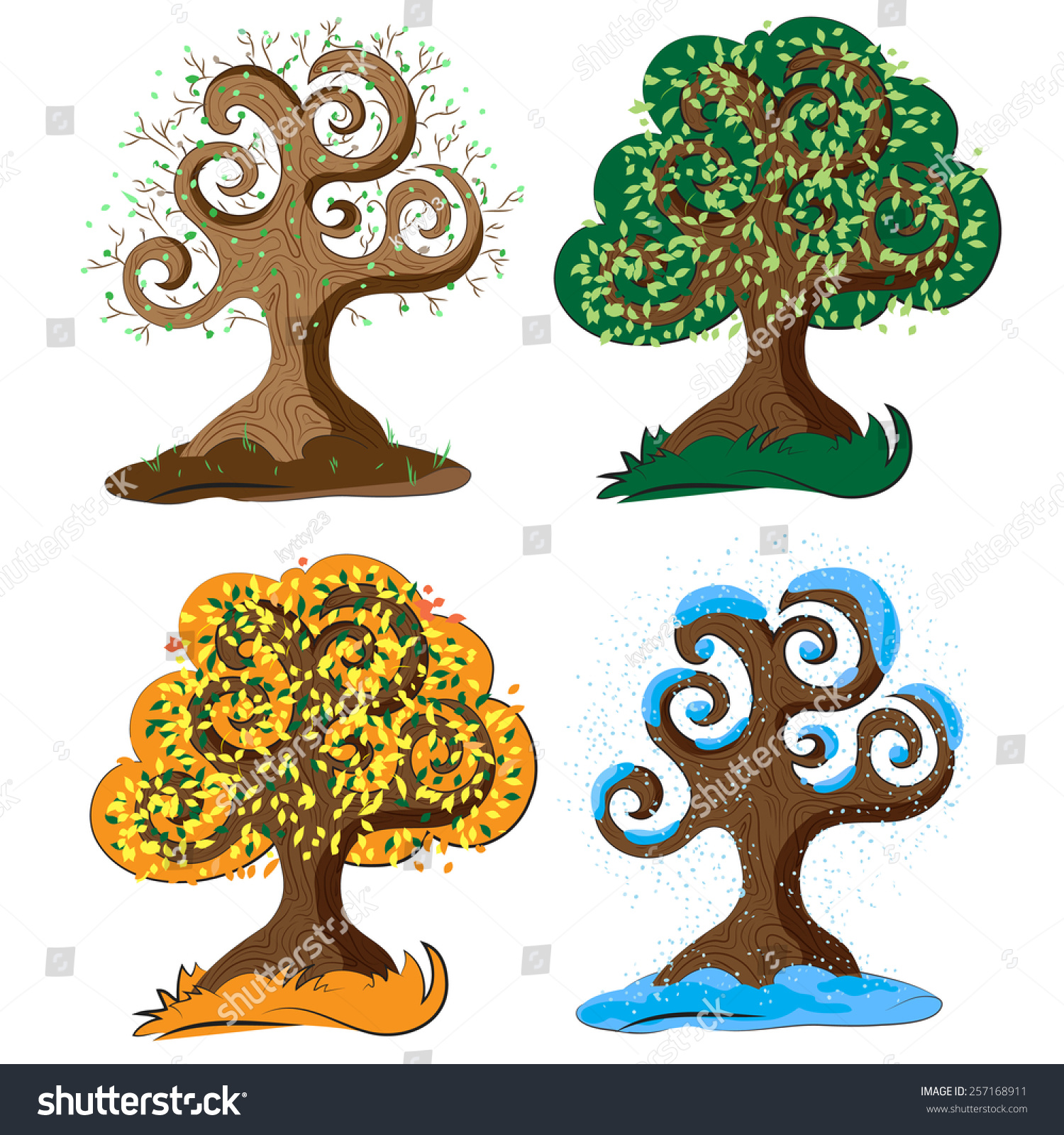 Tree Different Seasons Stock Vector (Royalty Free) 257168911 | Shutterstock