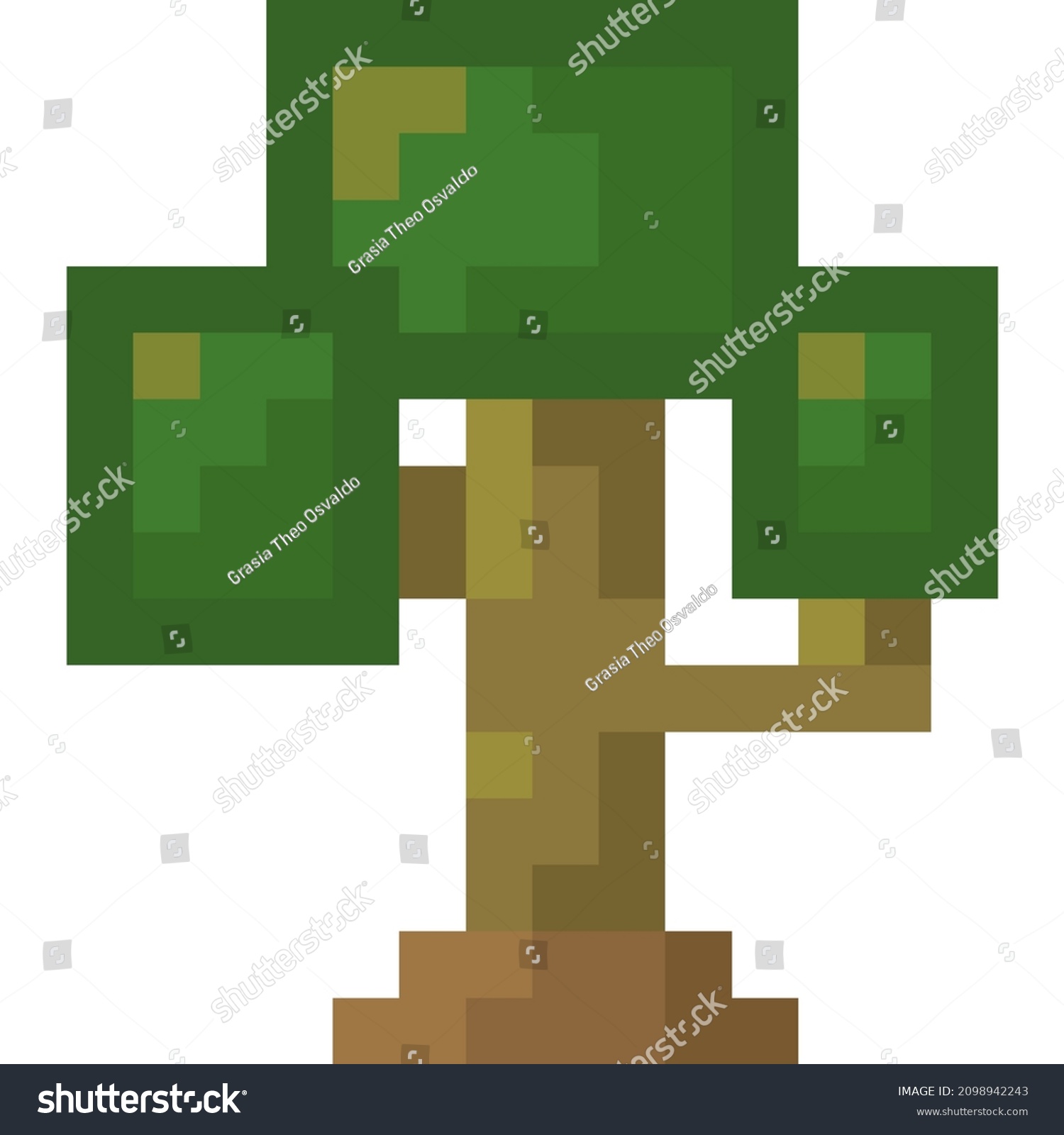 árbol en píxeles (16x16 píxeles): vector de stock (libre de regalías ...