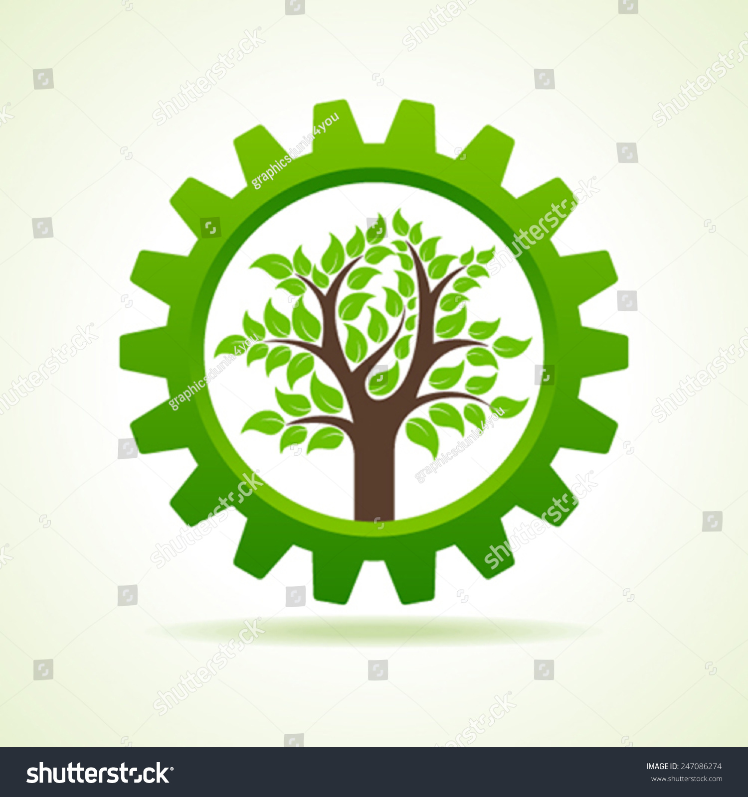 Tree Inside Gear Vector Illustration Stock Vector (Royalty Free ...