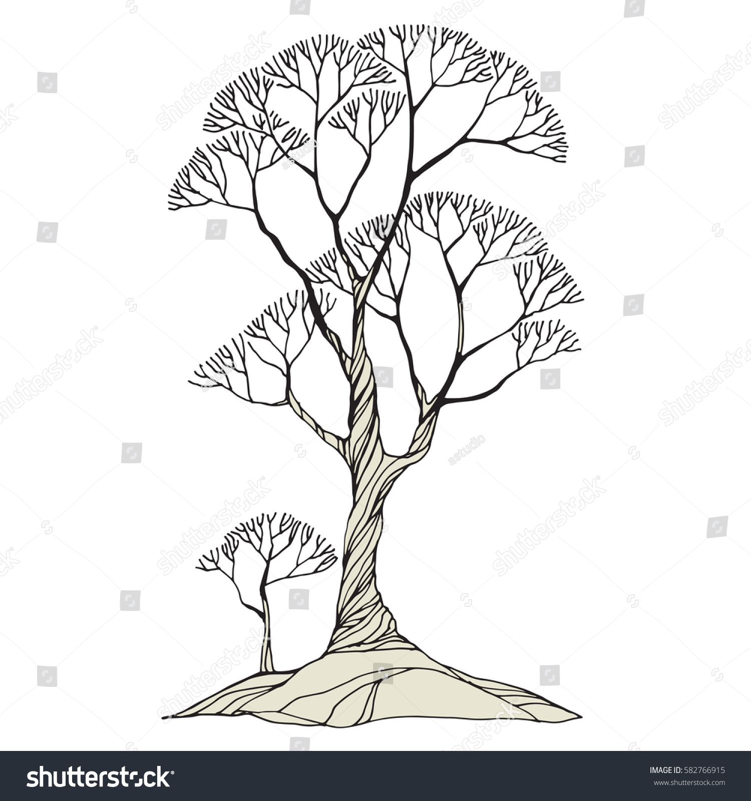 Tree Isolated Hand Drawn Vector Illustration Stock Vector (Royalty Free ...