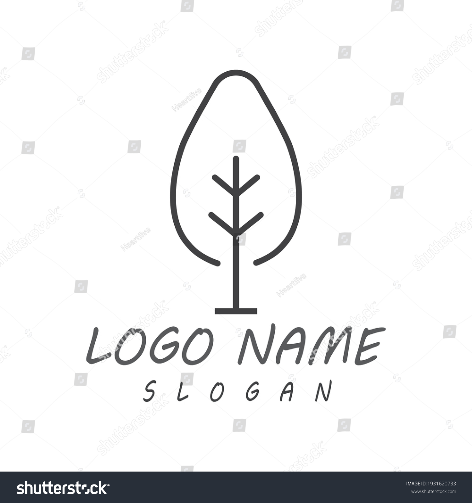Tree Line Logo Template Vector Symbol: เวกเตอร์สต็อก (ปลอดค่าลิขสิทธิ์ ...