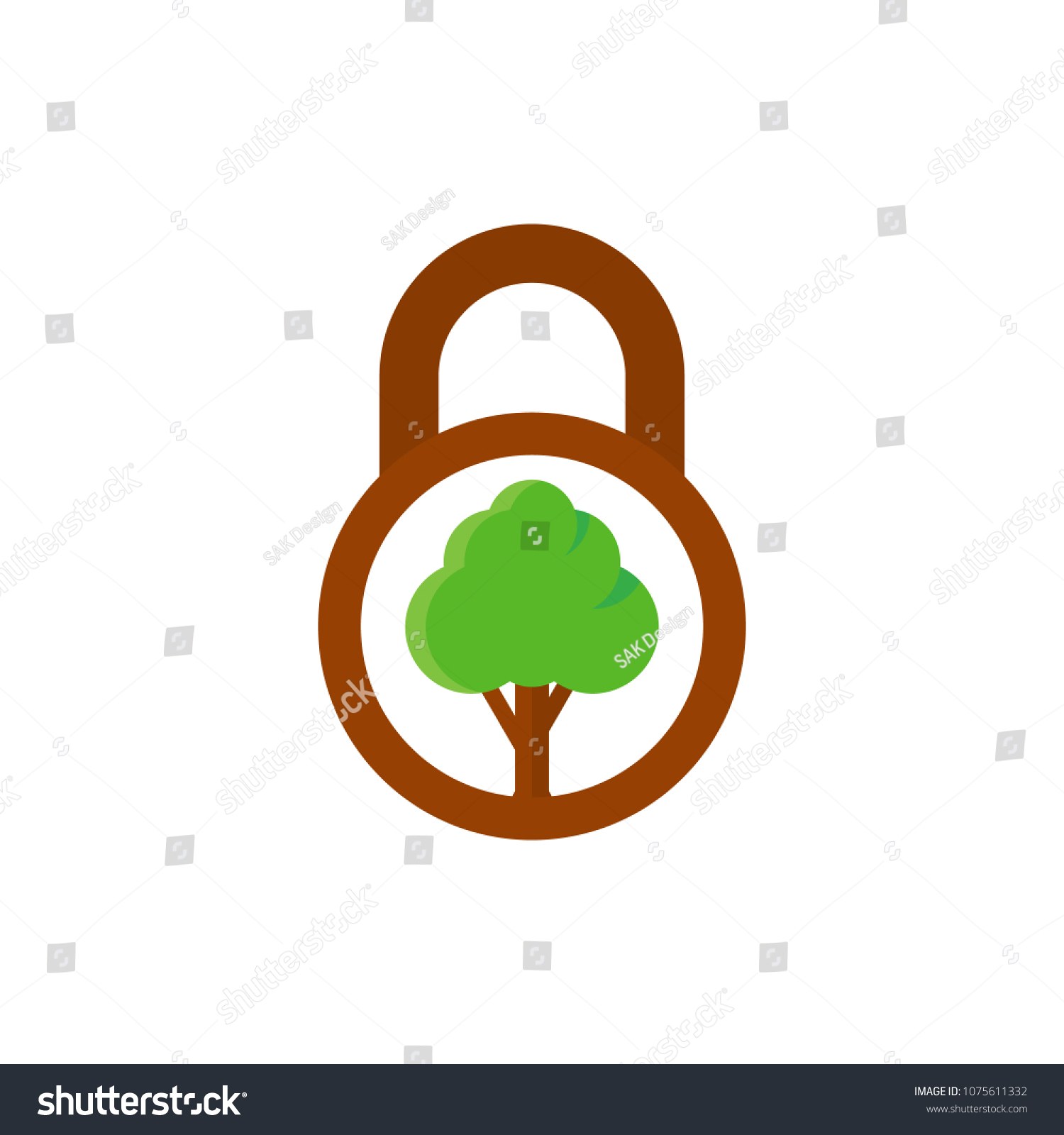 Tree Lock Logo Icon Design Stock Vector (Royalty Free) 1075611332 ...