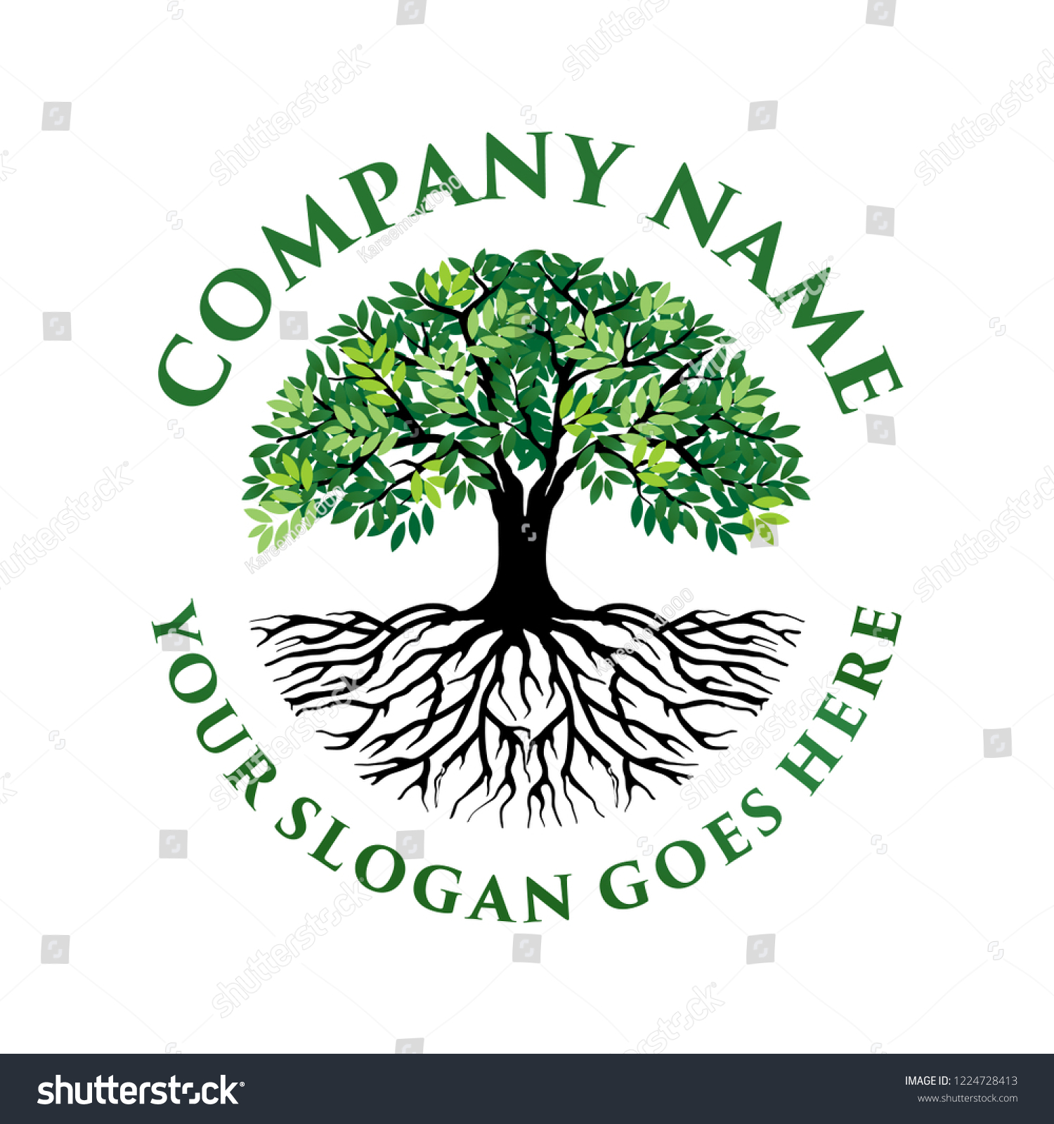 Tree Logo Templates Circular Text Stock Vector (Royalty Free) 1224728413