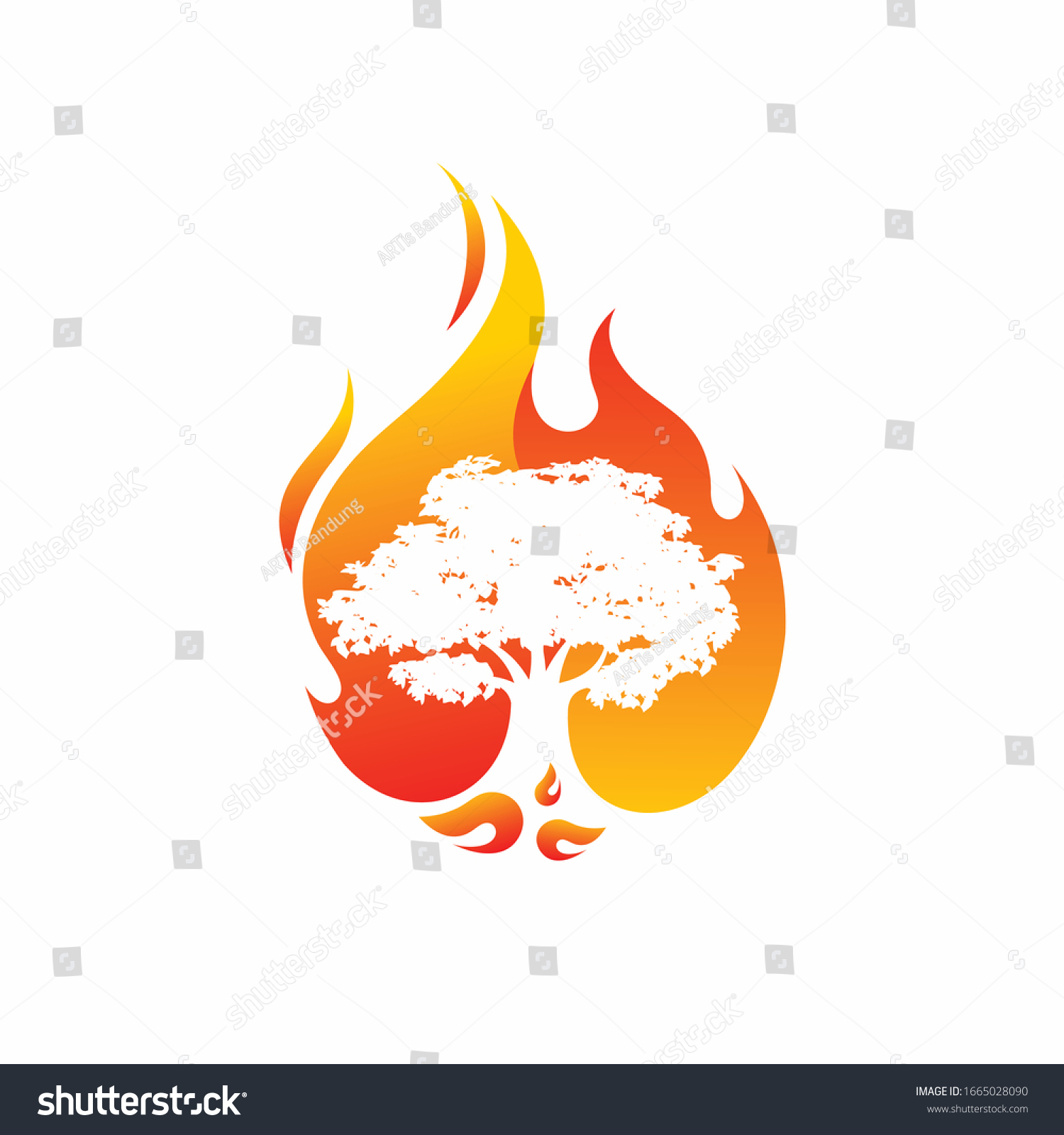 Tree Logo That Formed Fire Stock Vector (Royalty Free) 1665028090 ...