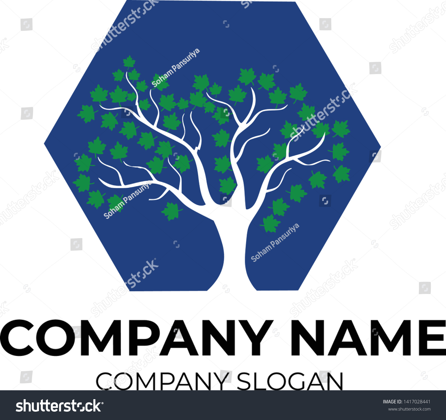 Tree Logo Vector Blue Background Green: เวกเตอร์สต็อก (ปลอดค่าลิขสิทธิ์ ...