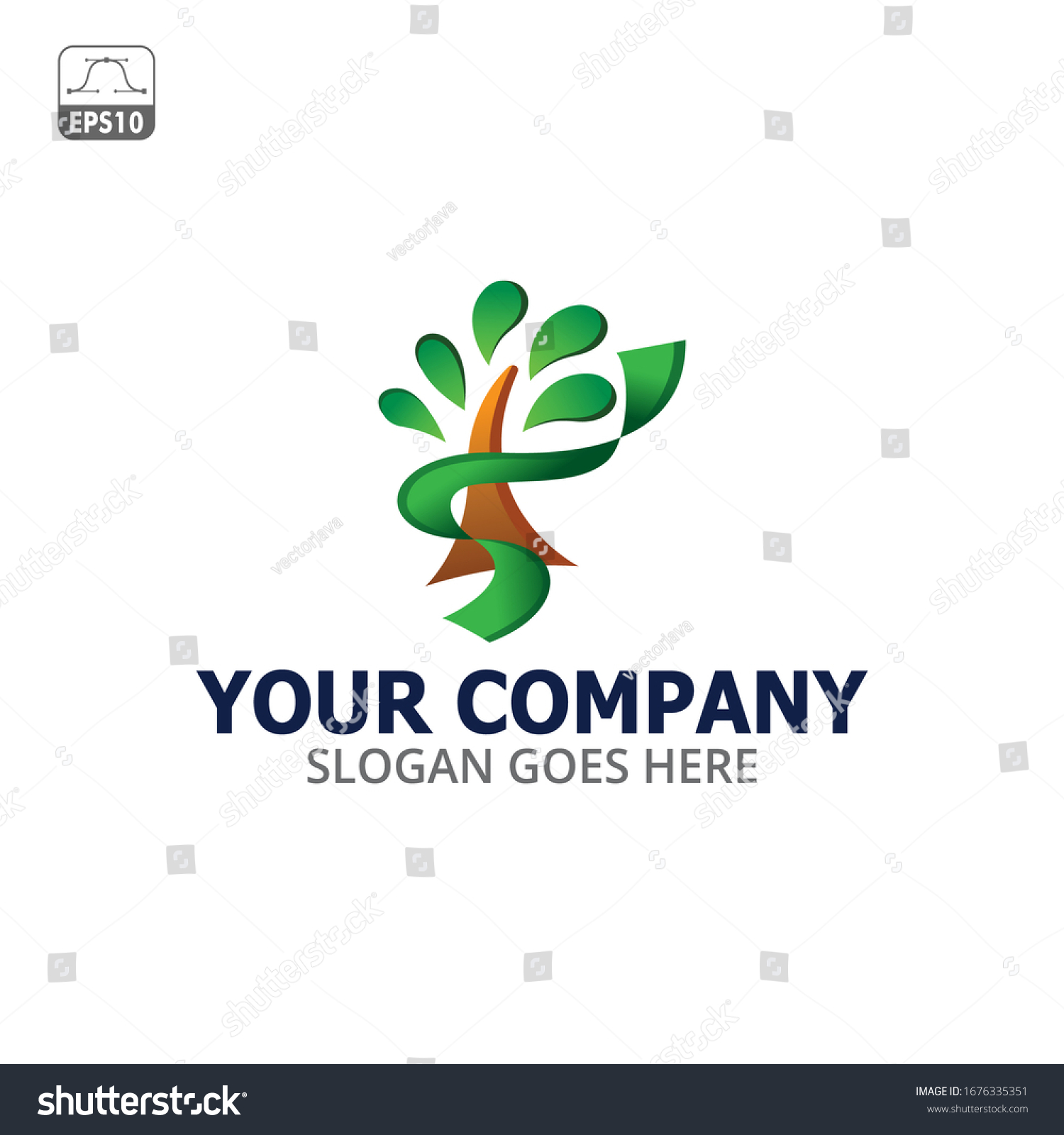 Tree Logos Ribbons Vector Logo Stock Vector (Royalty Free) 1676335351