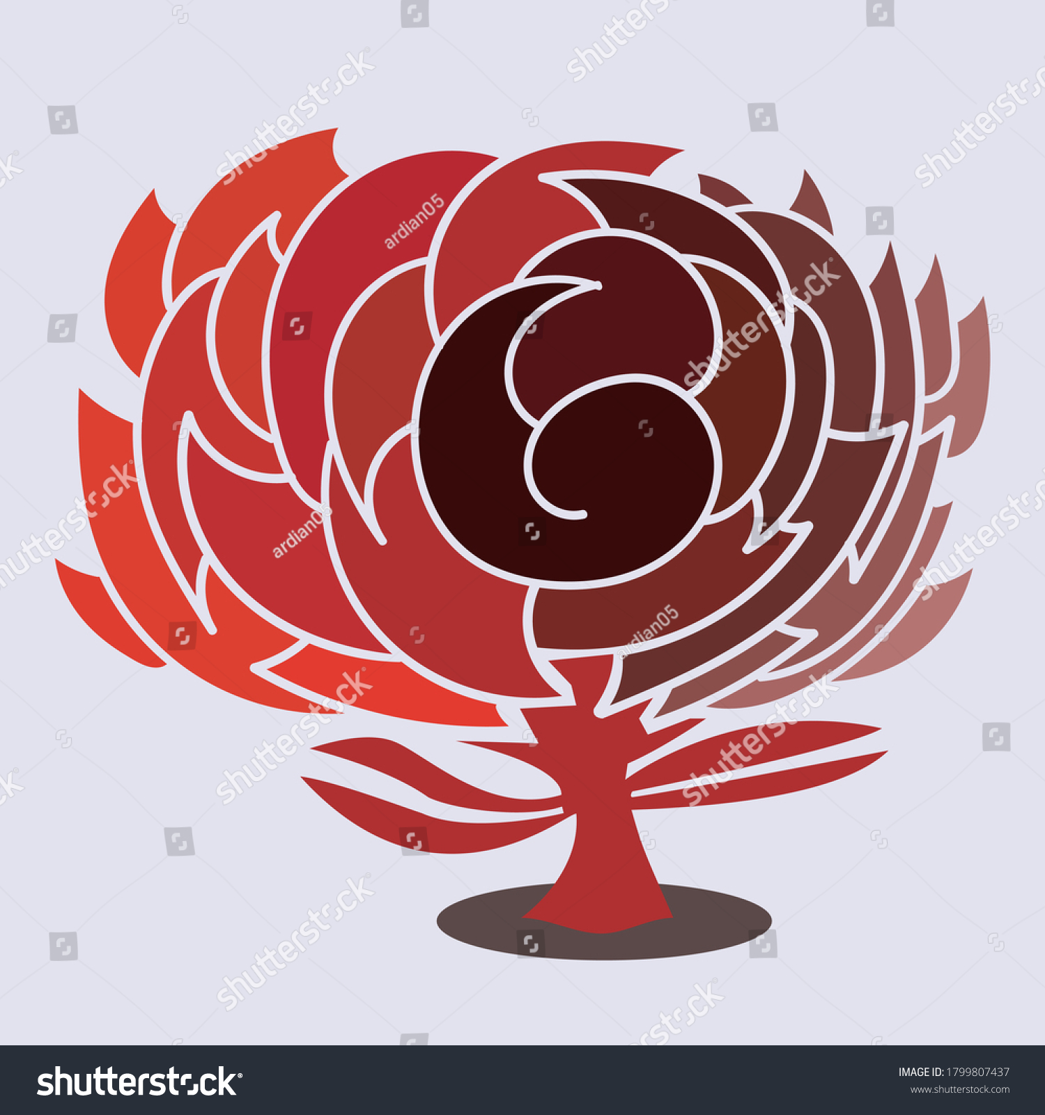 Tree Lotus Fire Vector Doodle Stock Vector (Royalty Free) 1799807437 ...