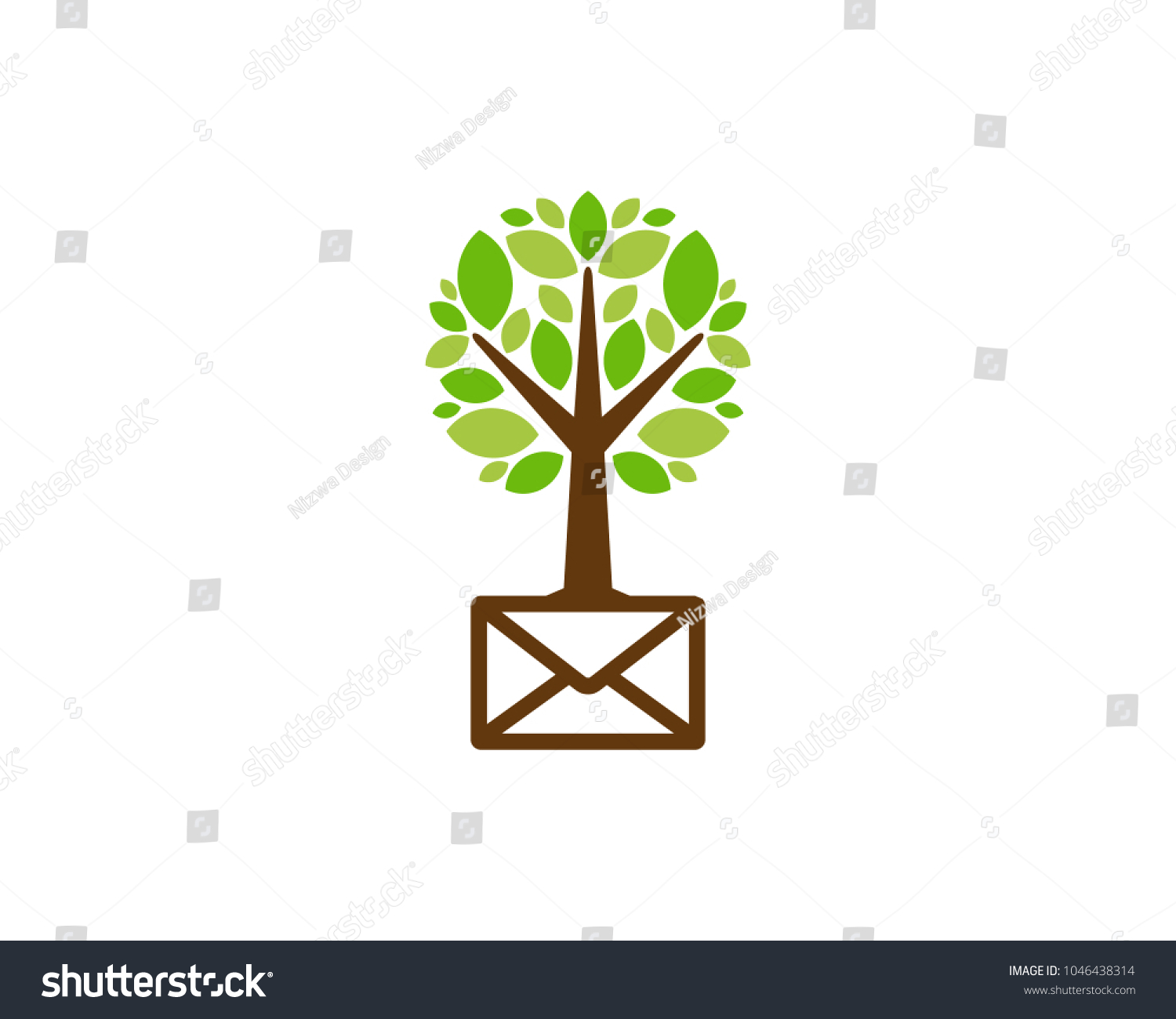 Tree Mail Icon Logo Design Element Stock Vector (Royalty Free ...