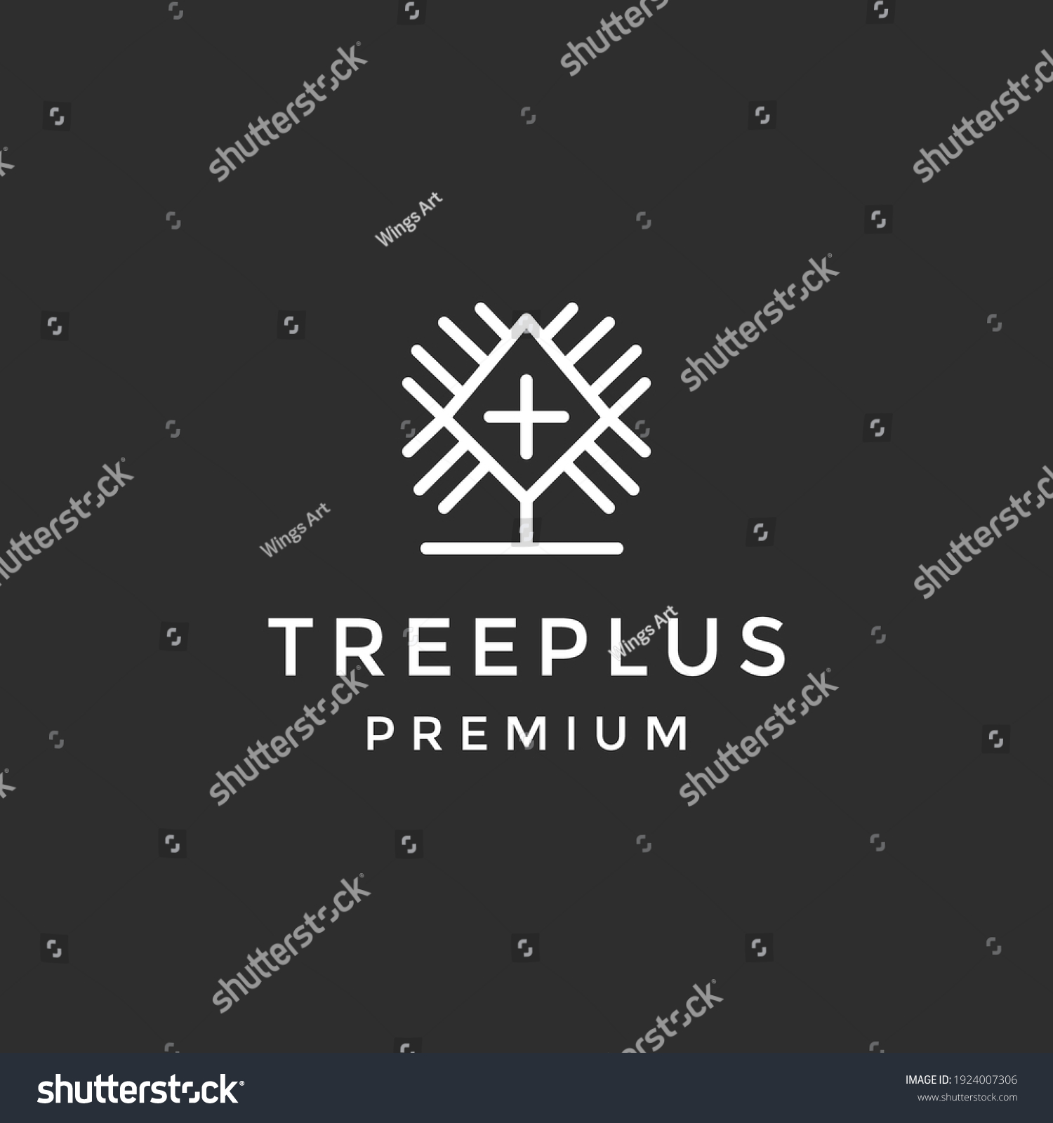 Tree Plus Flower Logo On Black Stock Vector (Royalty Free) 1924007306 ...