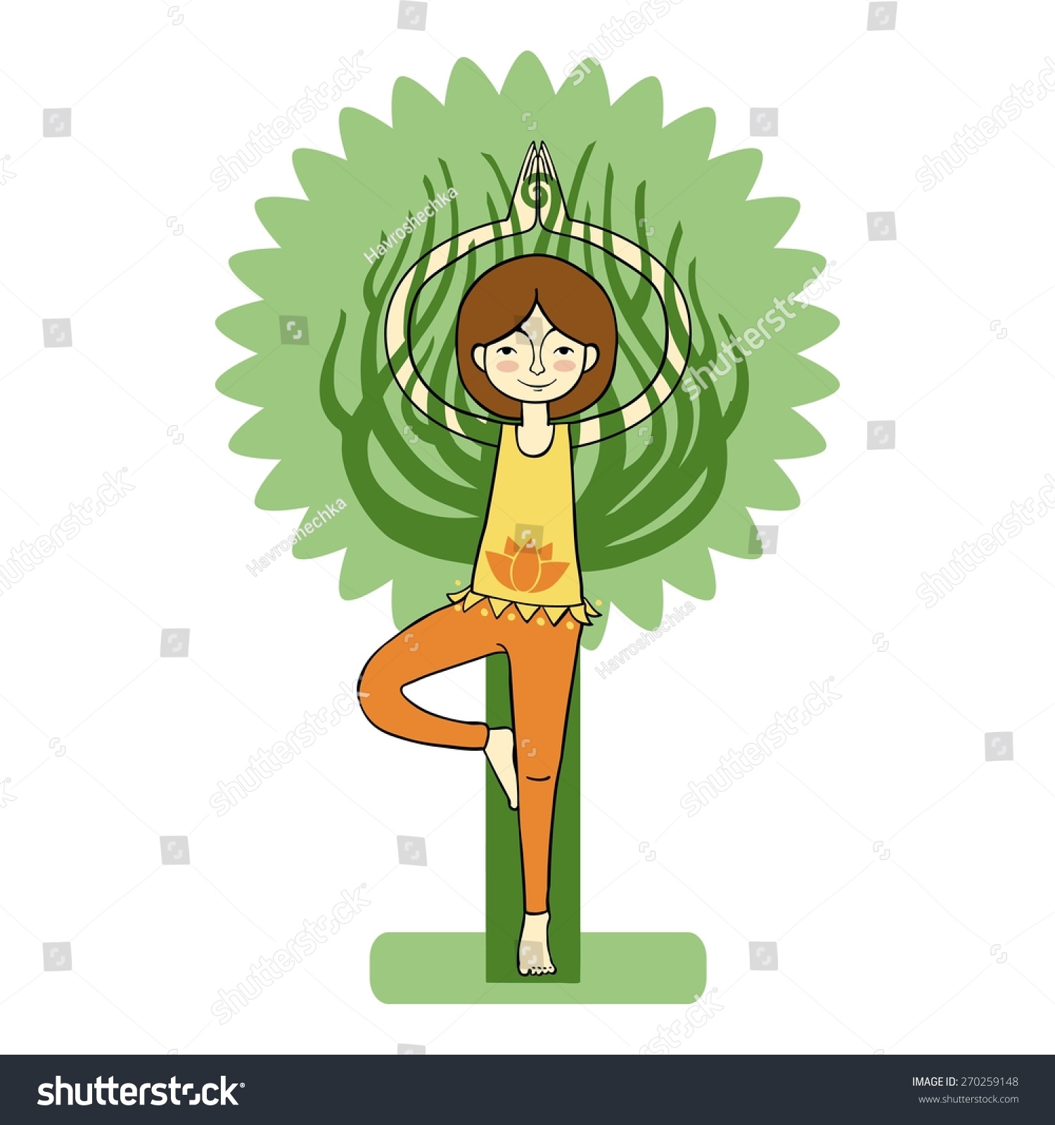 Tree Pose Yoga Vector Drawing Stock Vector (Royalty Free) 270259148 ...
