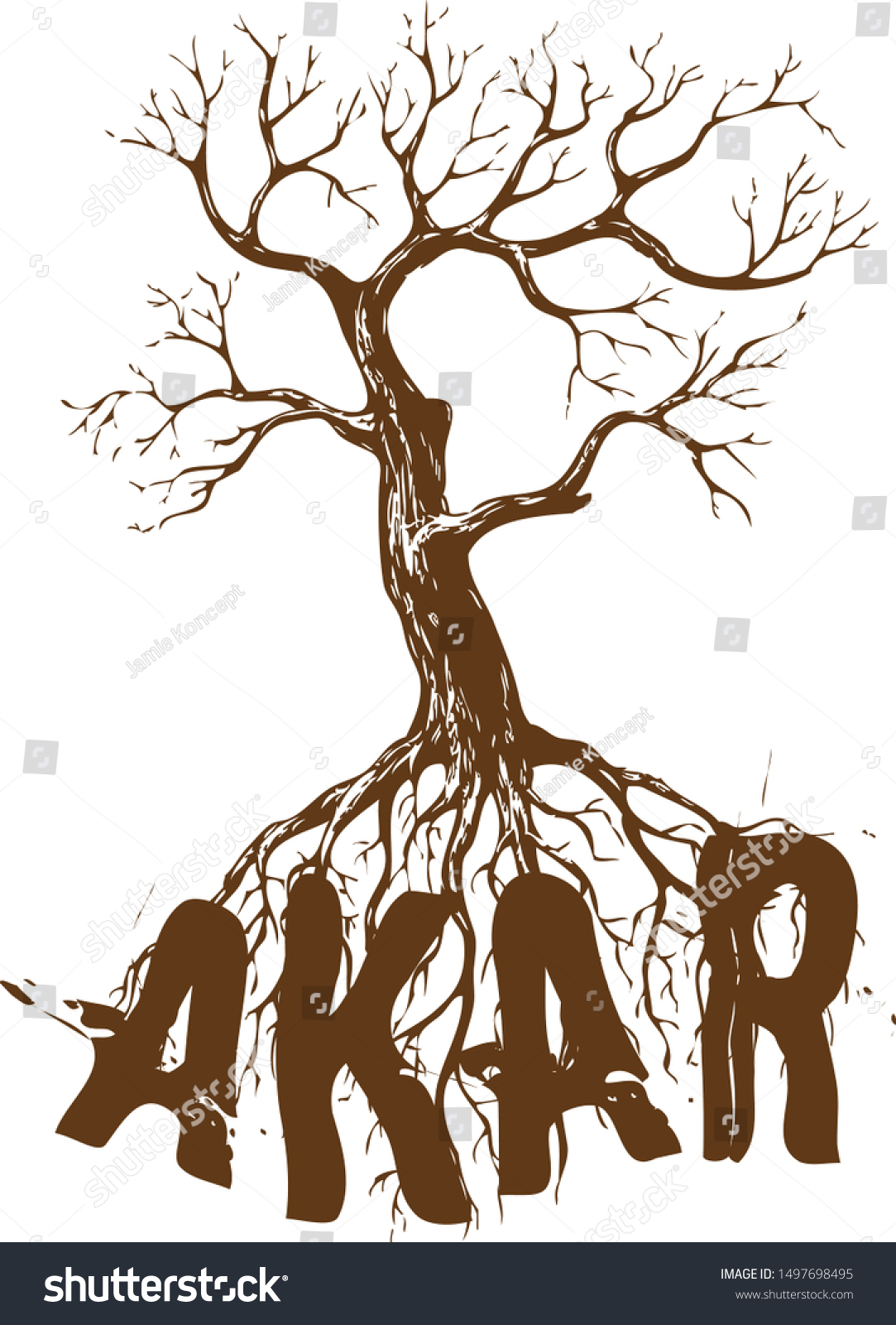 Tree Root Akar Pokok: เวกเตอร์สต็อก (ปลอดค่าลิขสิทธิ์) 1497698495
