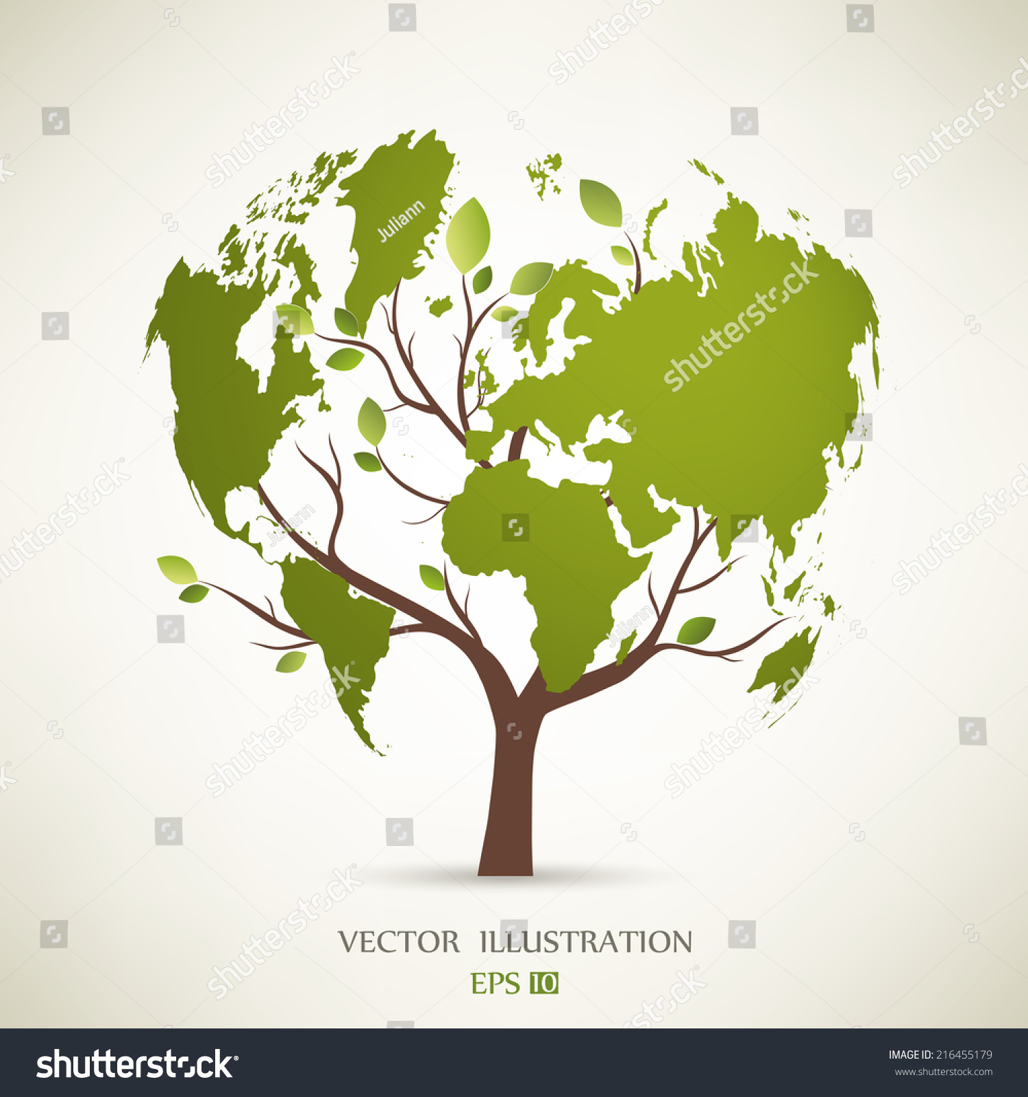 Tree Shaped Like World Map Stock Vector (Royalty Free) 216455179 ...