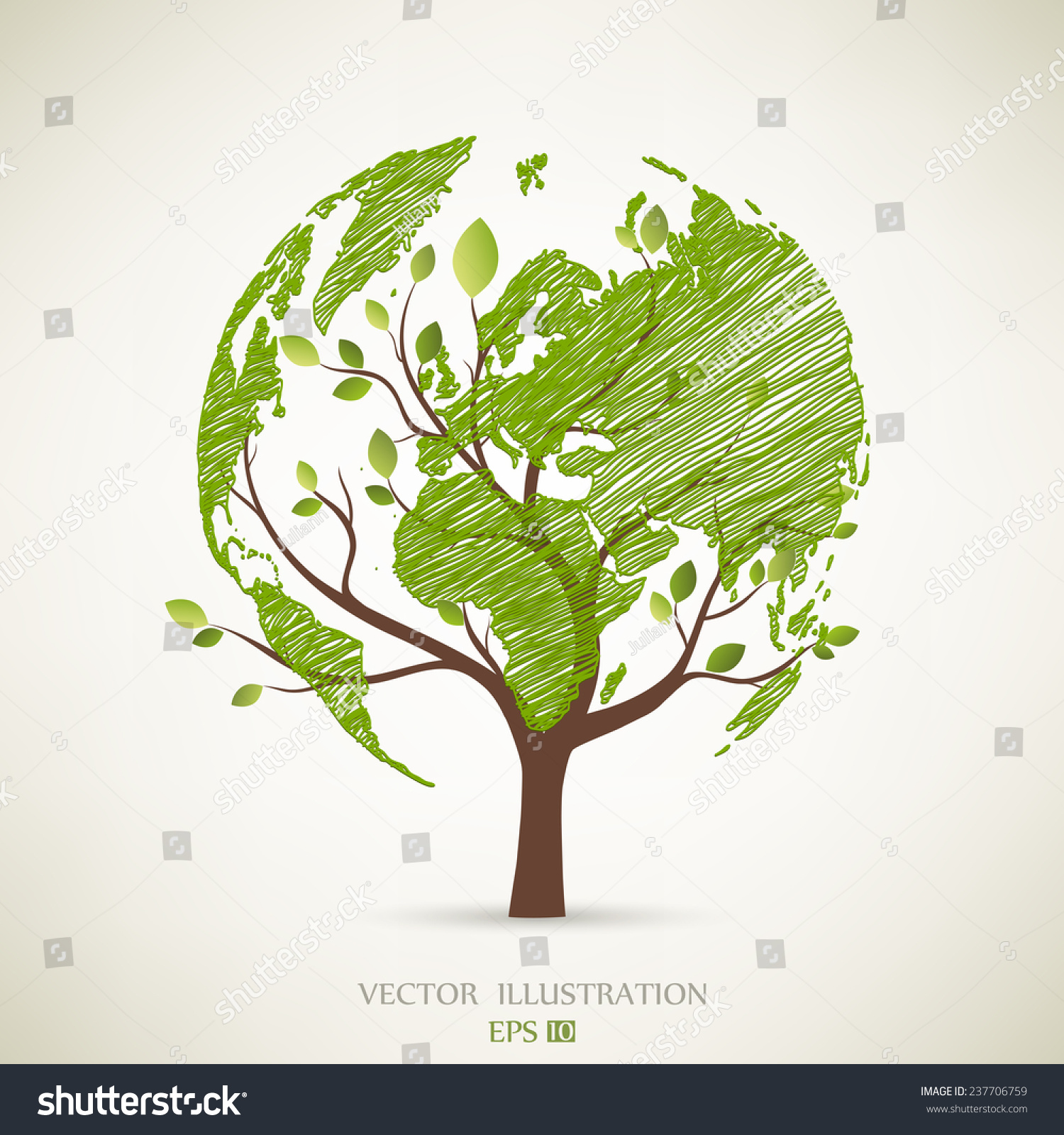 Tree Shaped Like World Map Stock Vector (Royalty Free) 237706759