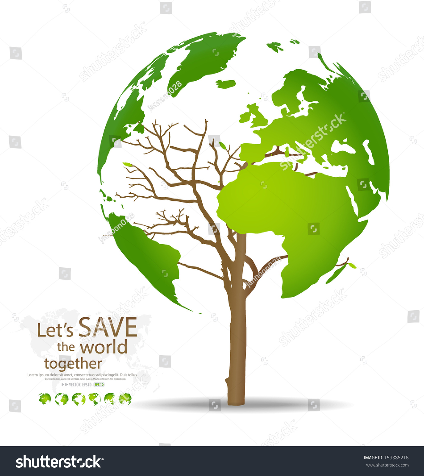 Tree Shaped World Map Vector Illustration Stock Vector (Royalty Free ...