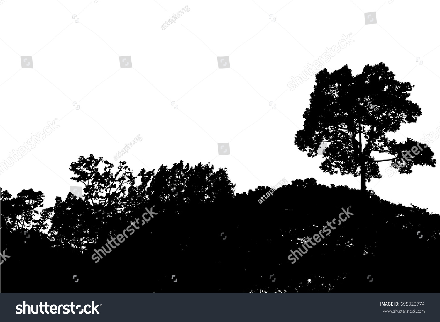 Tree Silhouette Isolated On White Background: เวกเตอร์สต็อก (ปลอดค่า ...