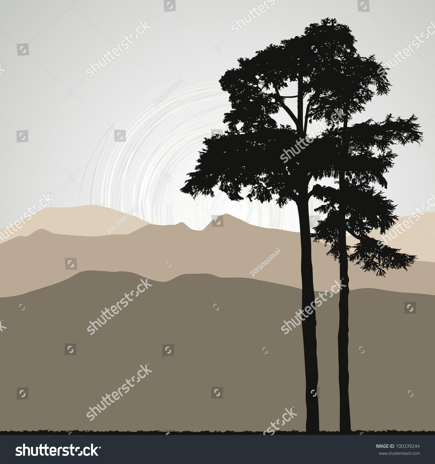 Tree Silhouette On Abstract Background Stock Vector (Royalty Free ...