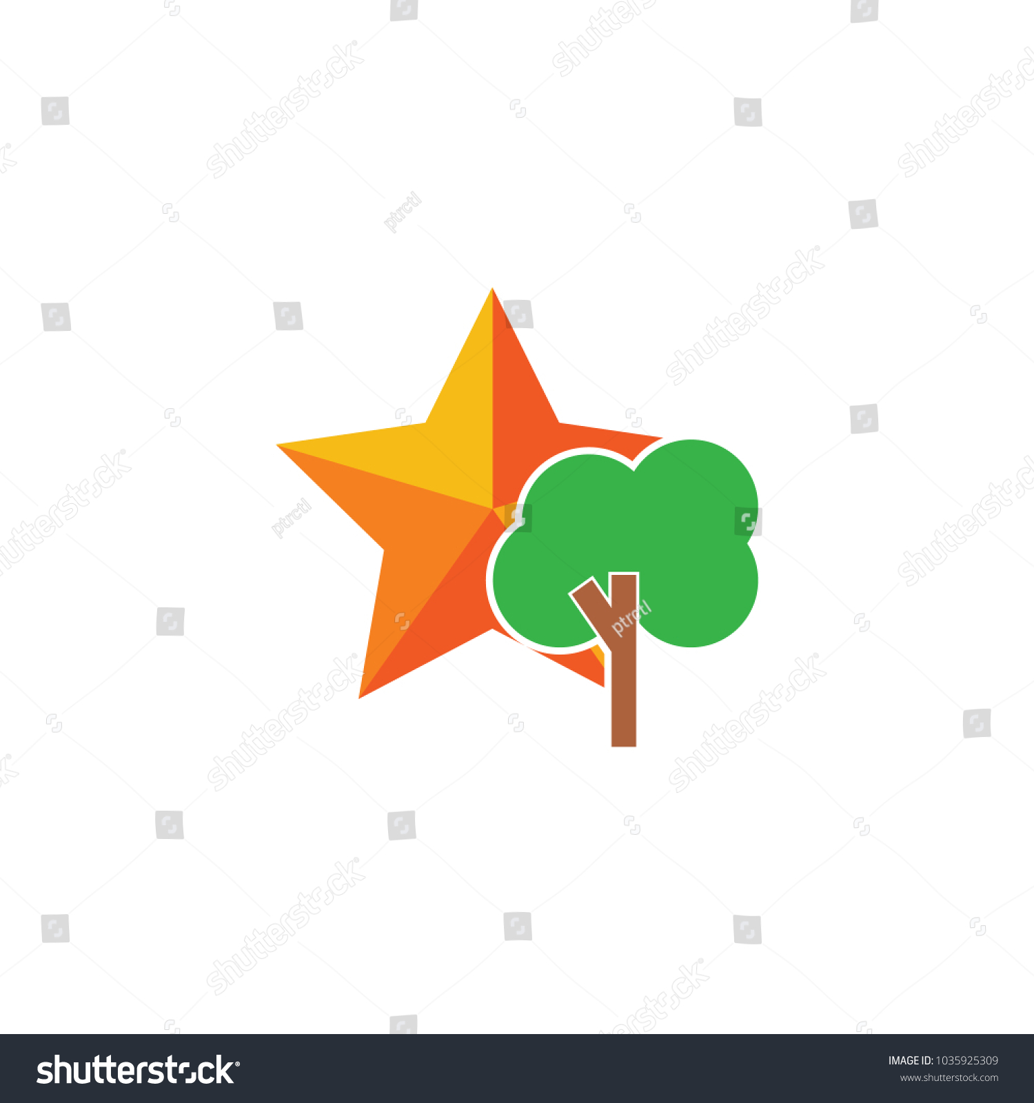 Tree Star Logo Icon Design Stock Vector (Royalty Free) 1035925309 ...