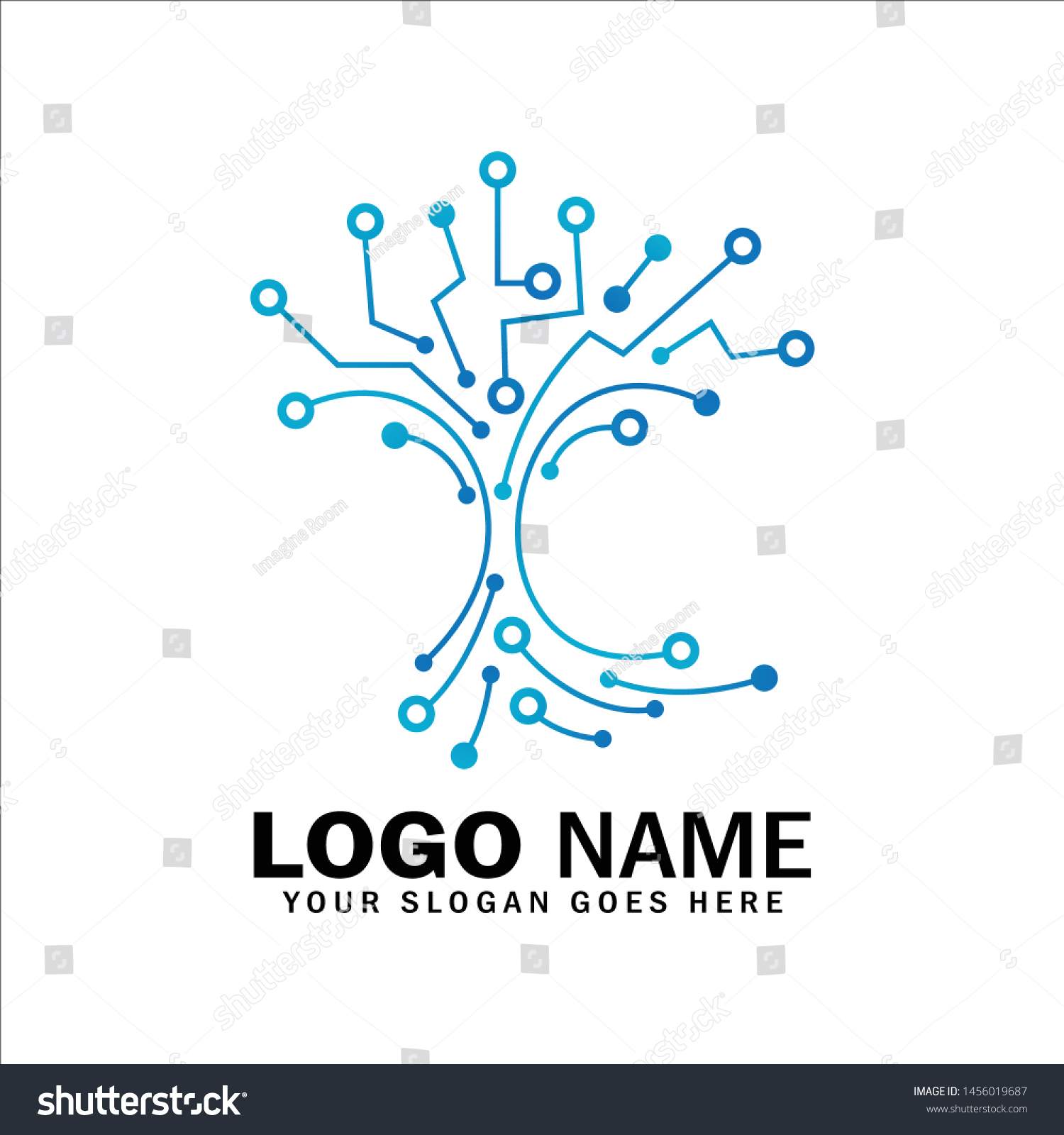 Tree Tech Logo Digital Tree Symbol: vector de stock (libre de regalías ...