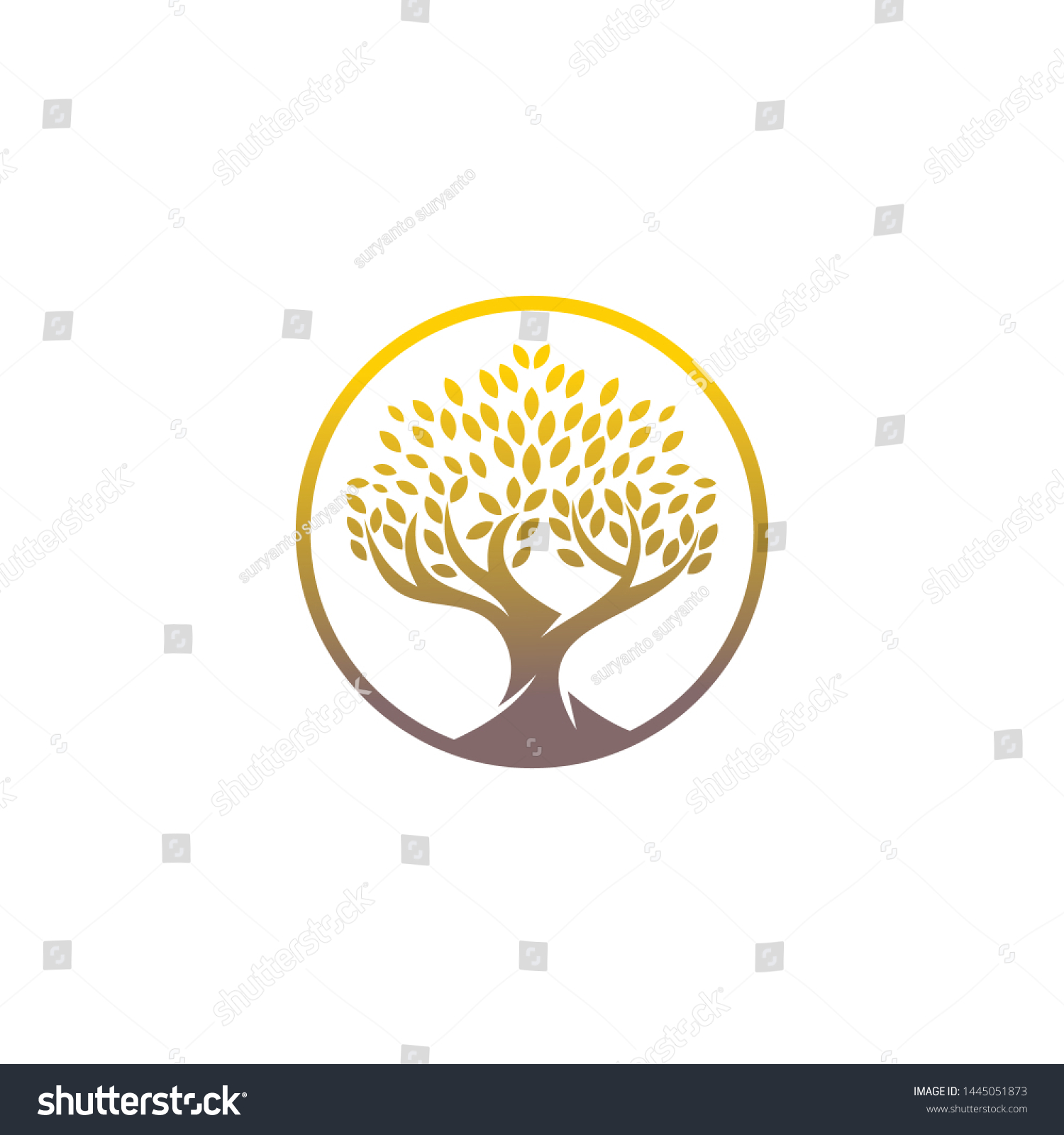 Tree Circle Logo Template Stock Vector (Royalty Free) 1445051873