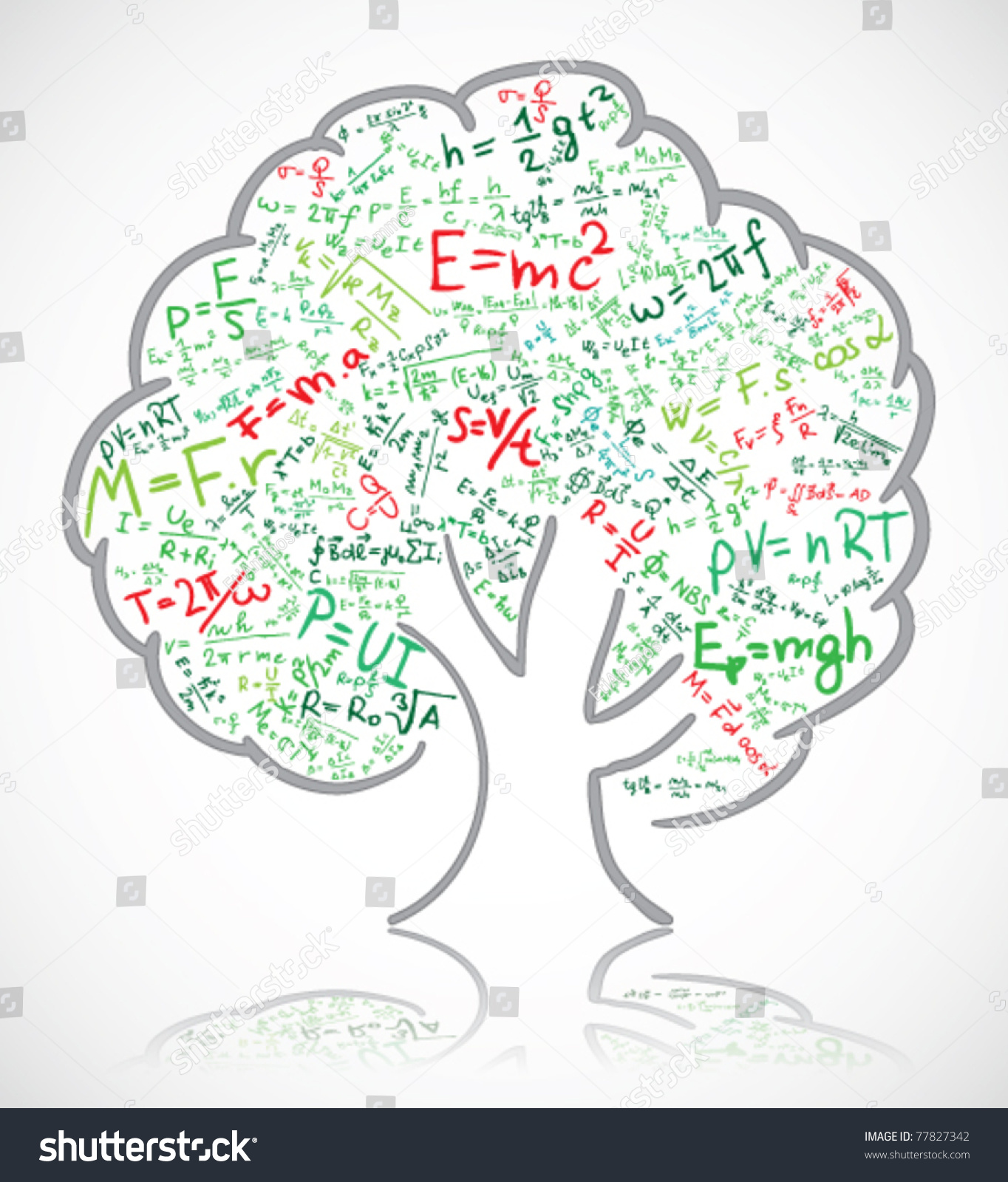 Tree Colored Equations Formula 스톡 벡터(로열티 프리) 77827342