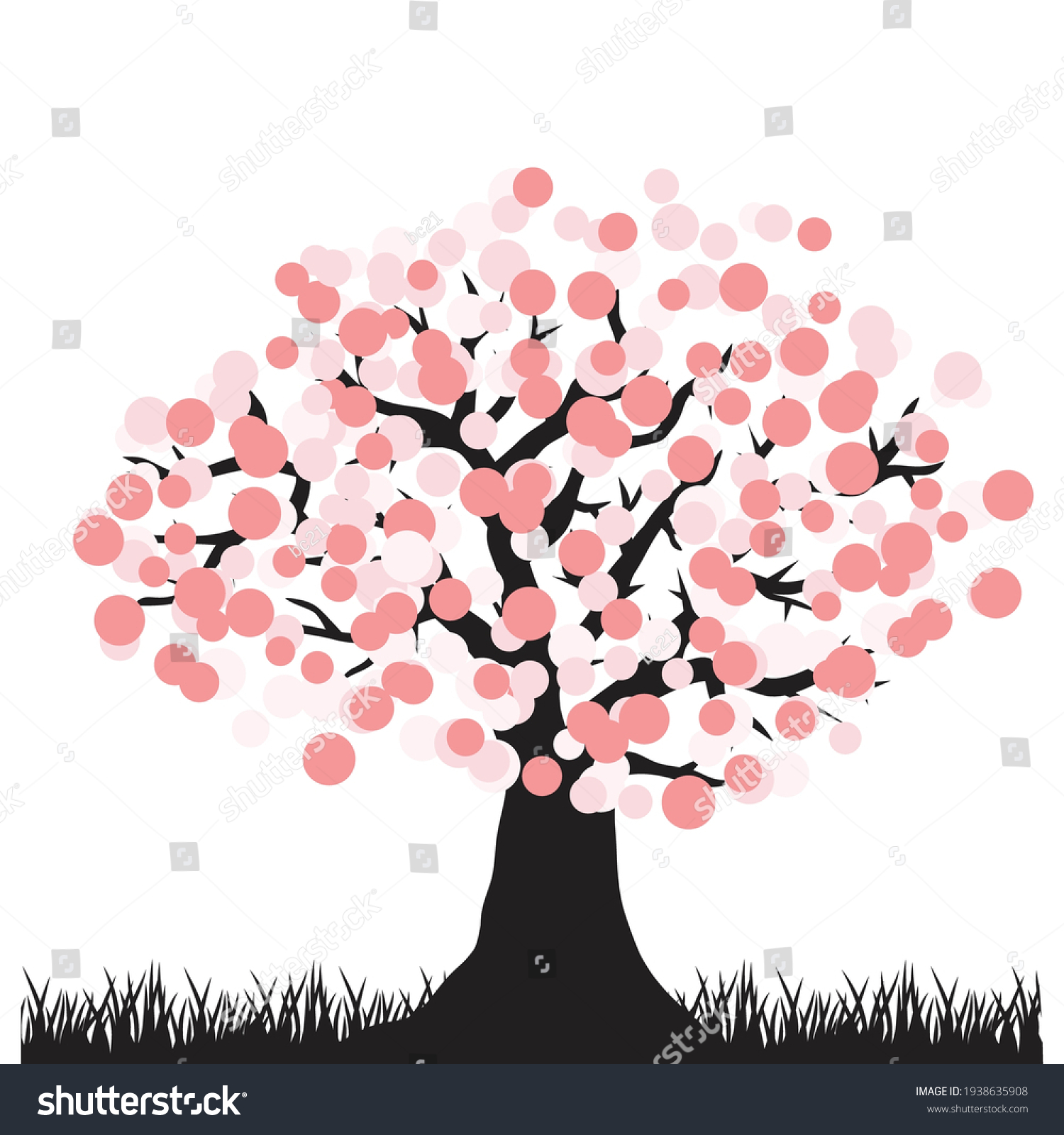 Tree Flowers Vector Artwork Stok Vektör (Telifsiz) 1938635908 ...