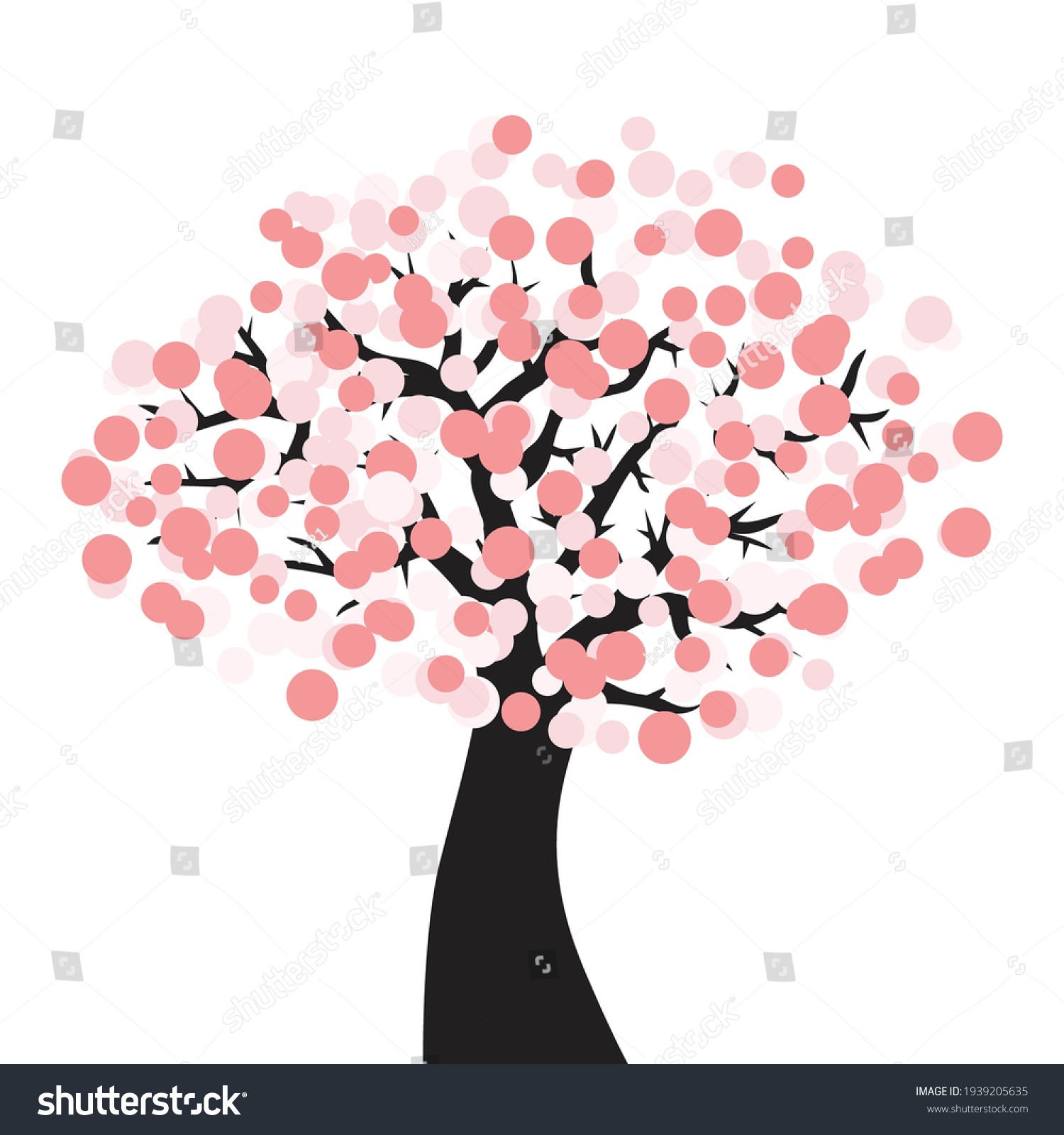 Tree Flowers Vector Artwork Stock Vector (Royalty Free) 1939205635 ...