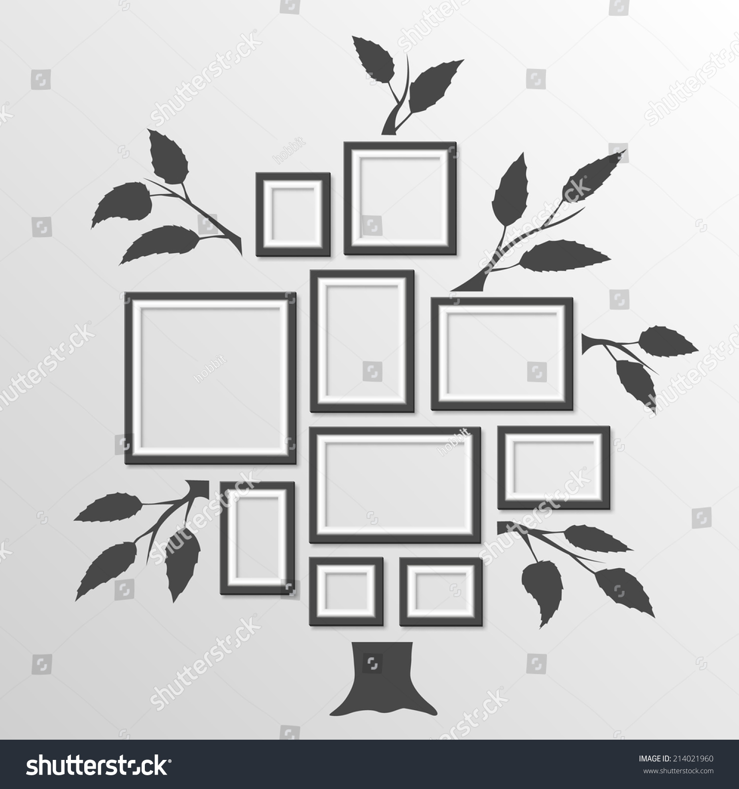 Tree Frames On Wall Tree Photo Stock Vector (Royalty Free) 214021960 ...