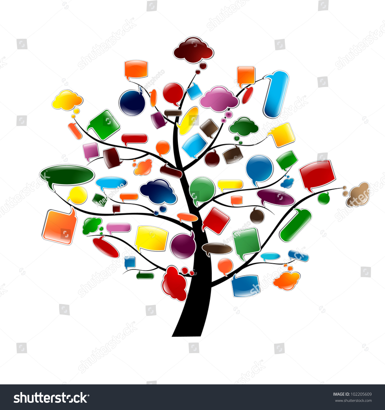 Tree Glossy Speech Bubbles Vector Illustration Stock Vector (Royalty ...