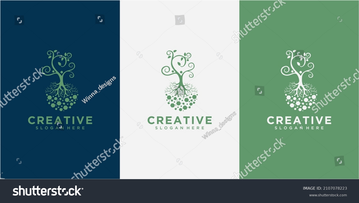 Tree Molecule Root Logo Design Template Stock Vector (Royalty Free ...