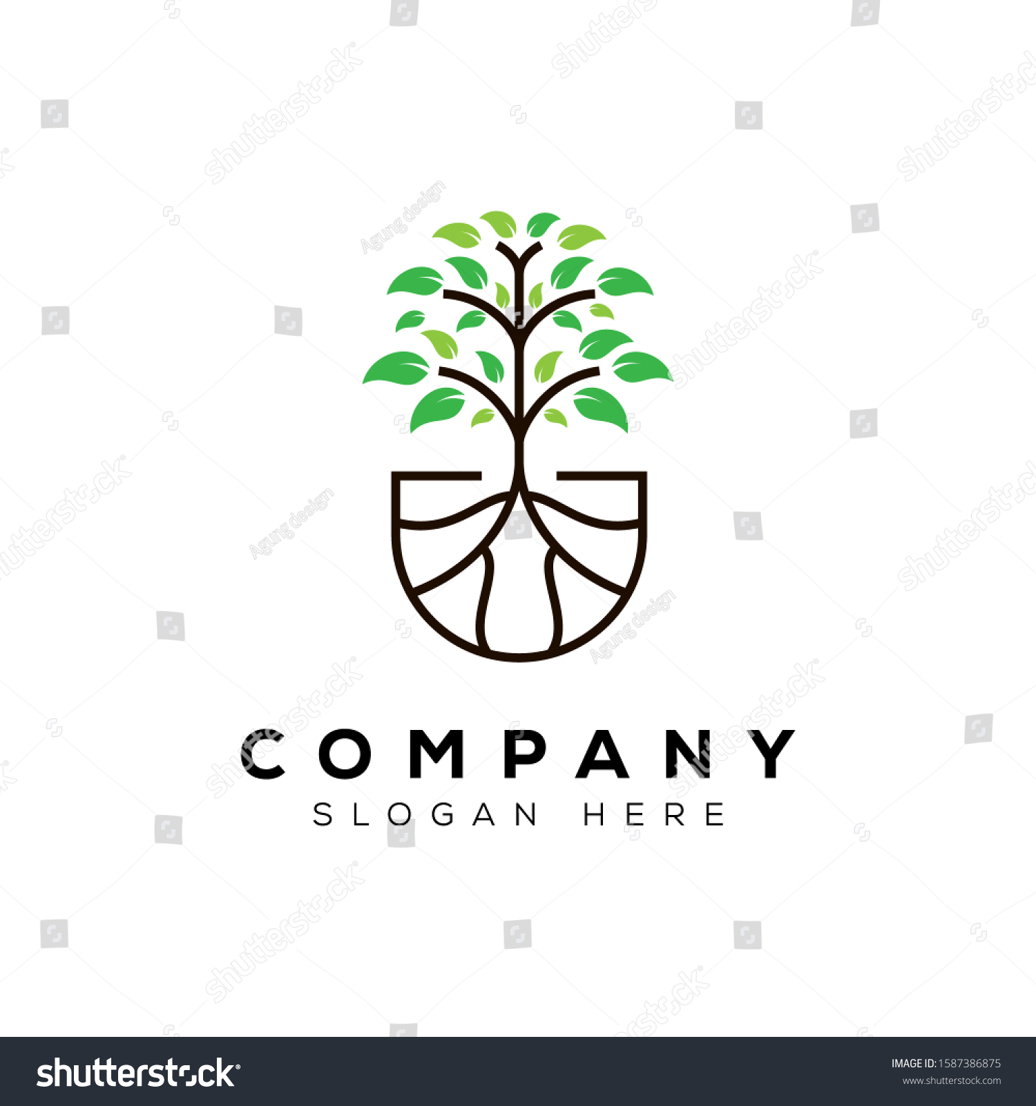 Tree Root Logo Design Tree Leaf Stock Vector (Royalty Free) 1587386875 ...