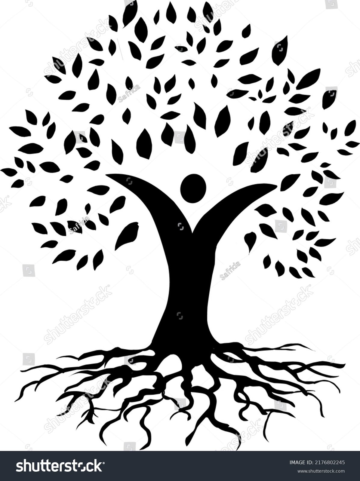 Tree Roots Silhouette Vector Illustration Stock Vector (Royalty Free ...