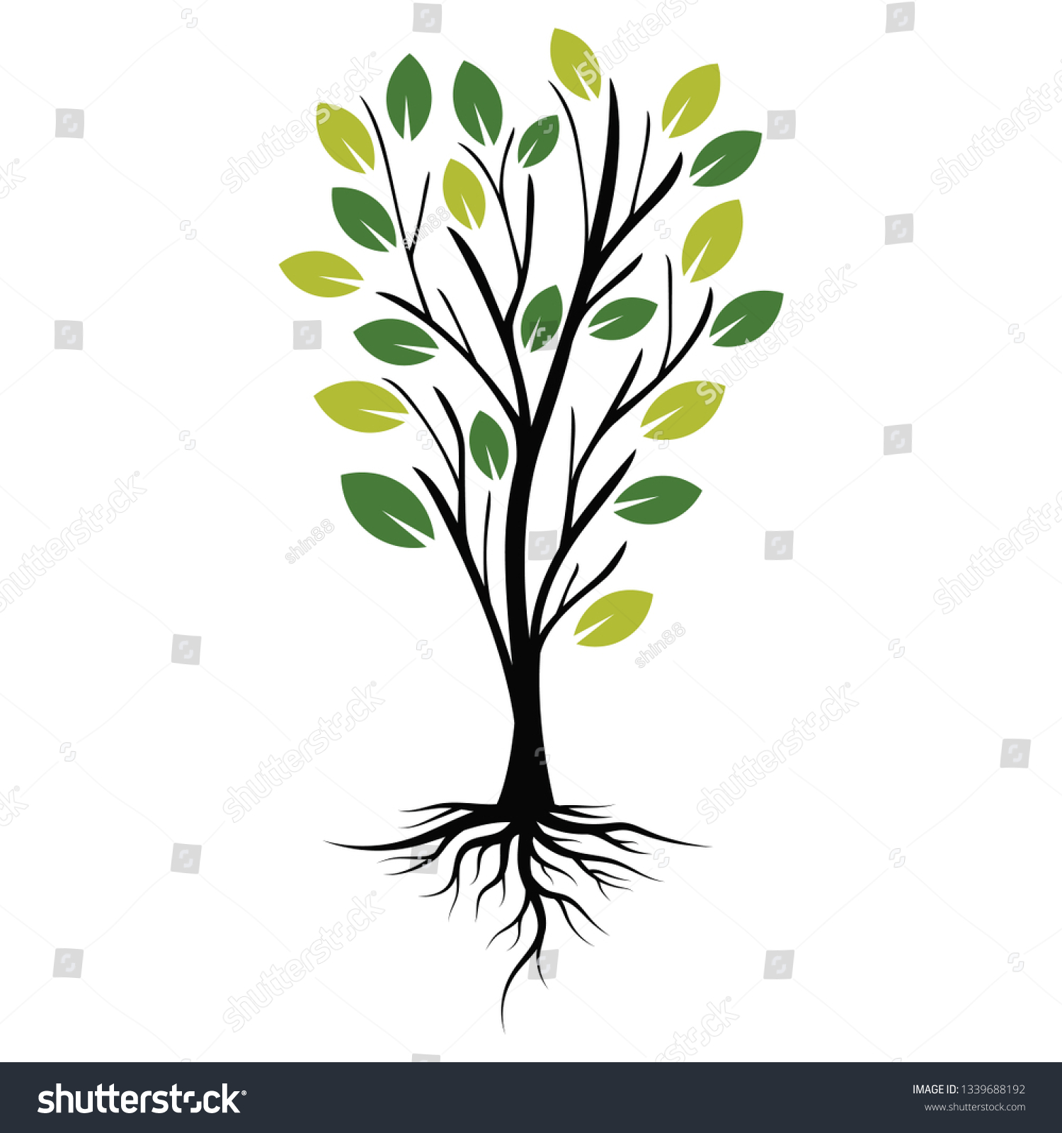Tree Roots Vector Illustration Stock Vector (Royalty Free) 1339688192 ...
