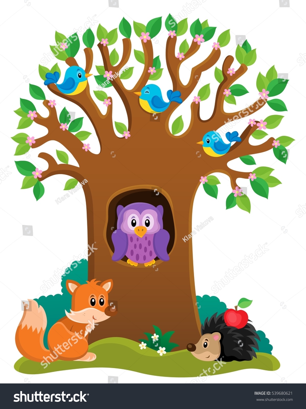 Tree Various Animals Theme 3 Eps10 Stock Vector (Royalty Free) 539680621