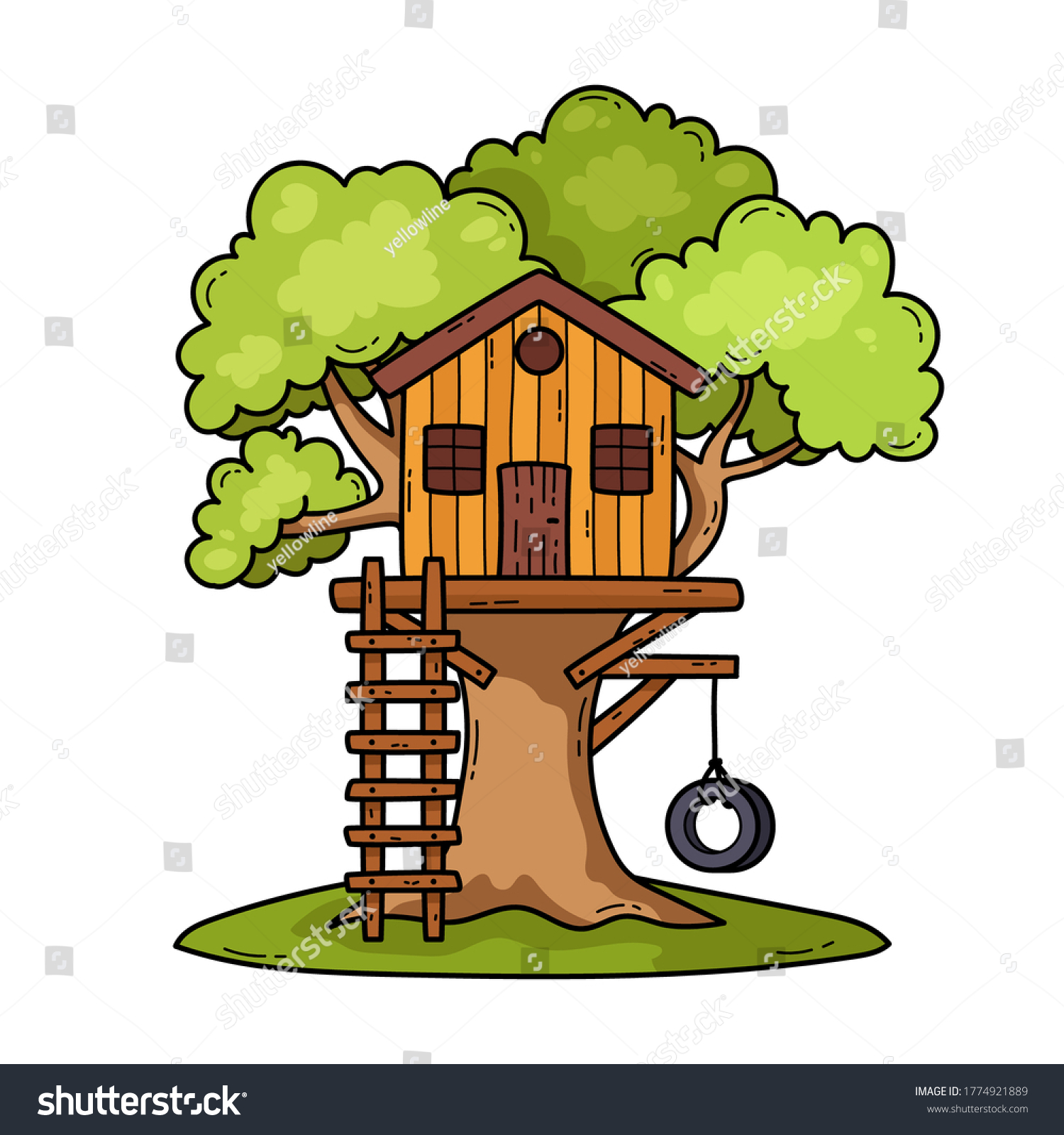 Treehouse Vector Illustration Isolated Background Stock Vector (Royalty ...