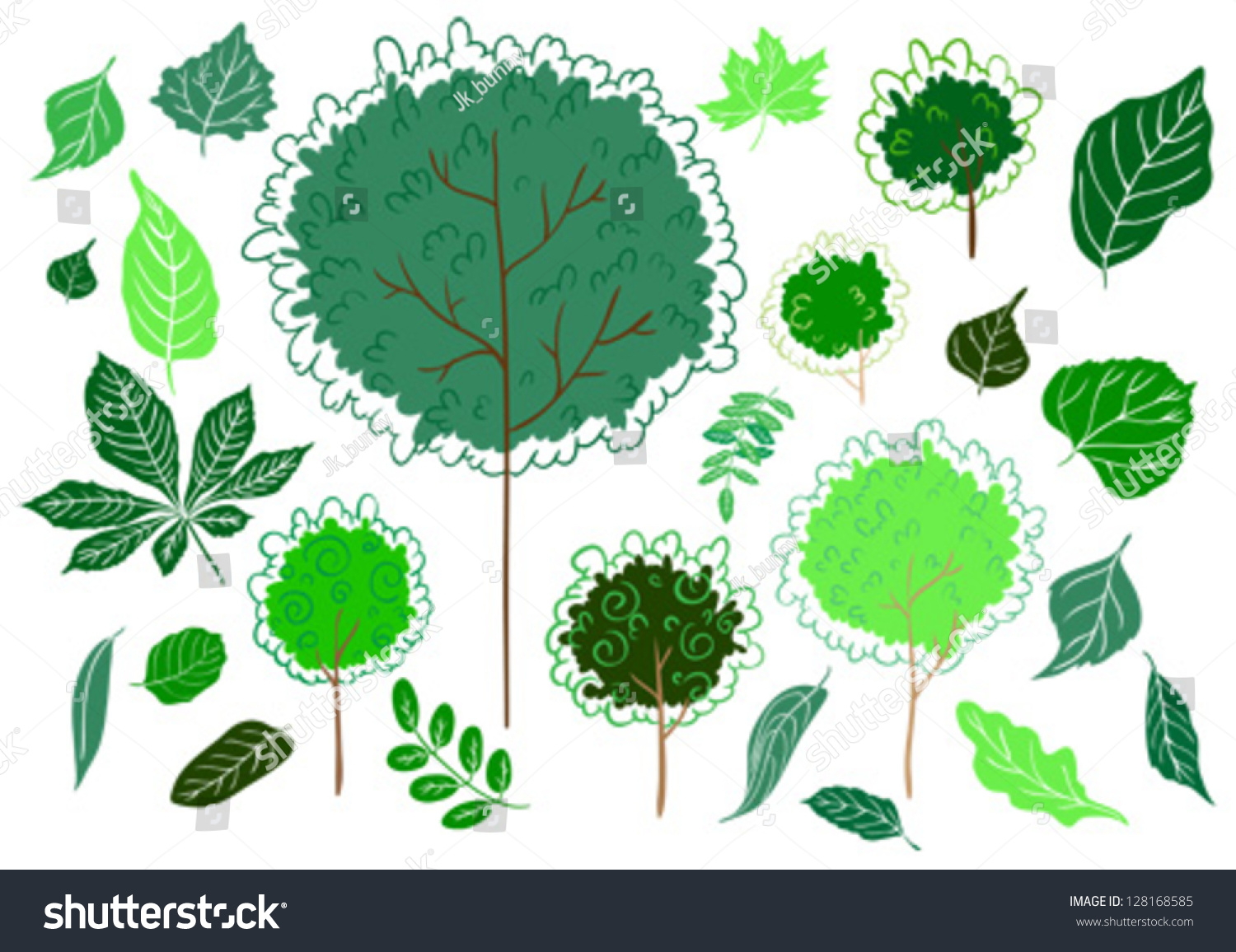 Trees Leaves Stock Vector (Royalty Free) 128168585 | Shutterstock