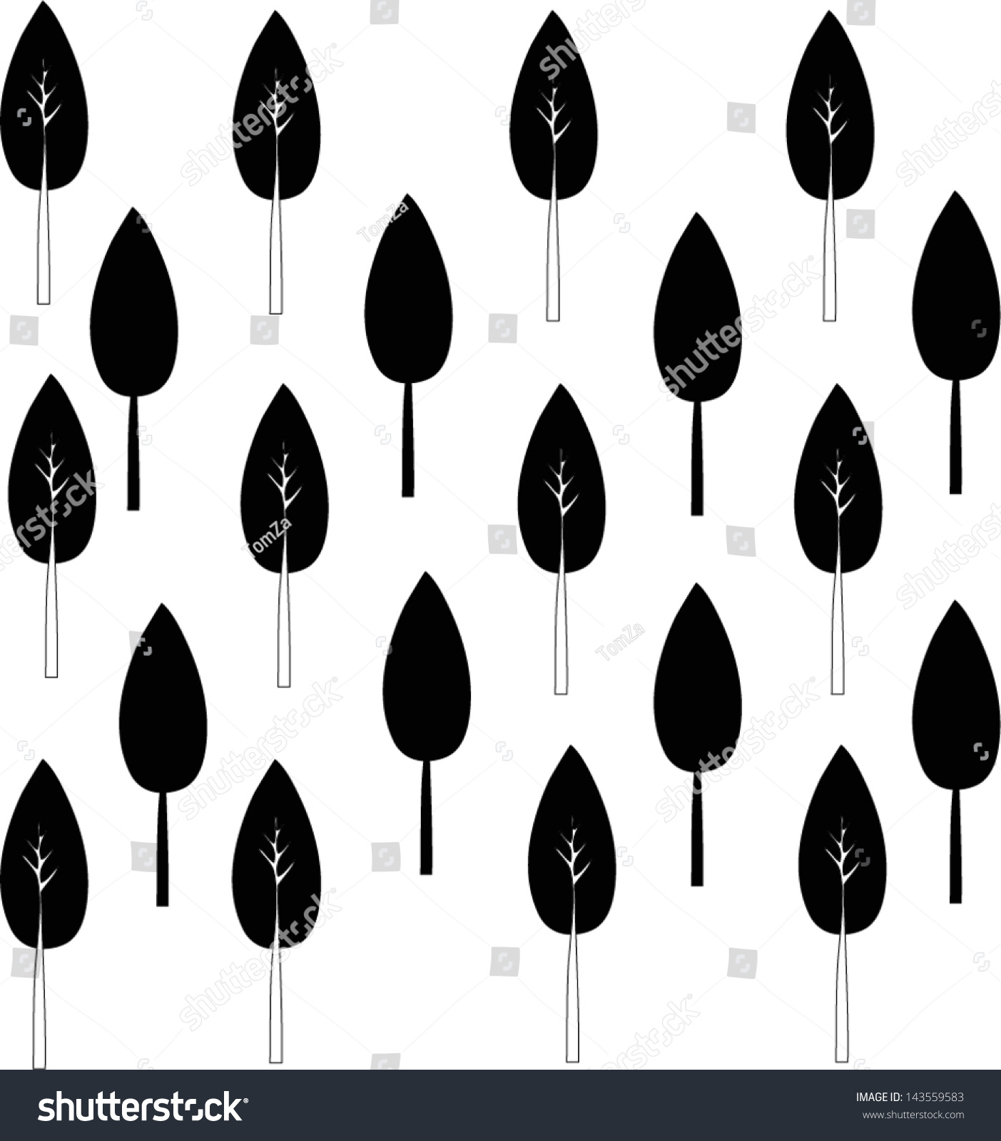 Trees Black White Seamless Pattern Stock Vector (Royalty Free) 143559583