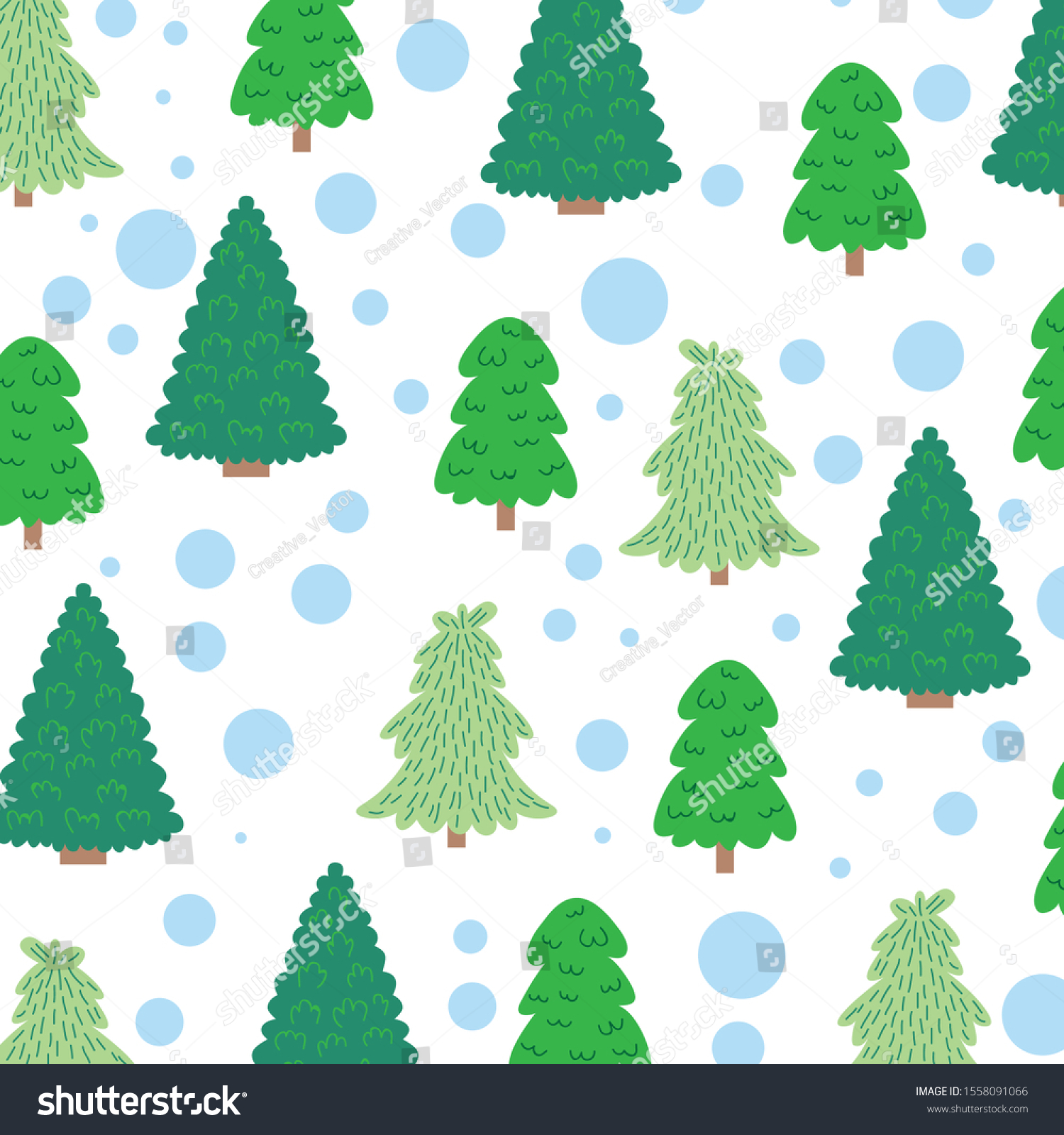 Trees Cartoons Pattern Blue Circular Shapes Stock Vector (Royalty Free ...