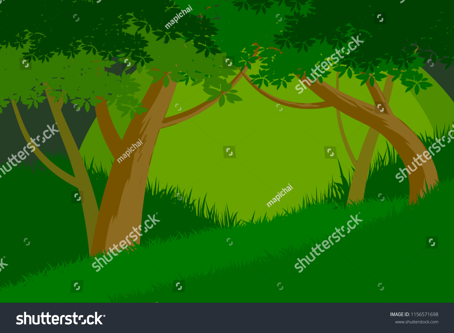 Trees Forest Scene Vector Wallpaper Nature Stock Vector (Royalty Free ...