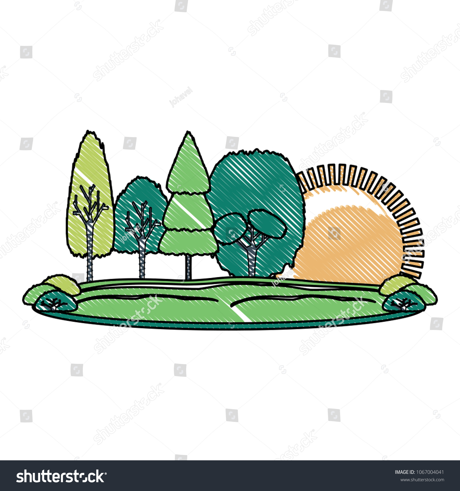 Trees Landscape Design Stock Vector (Royalty Free) 1067004041 ...