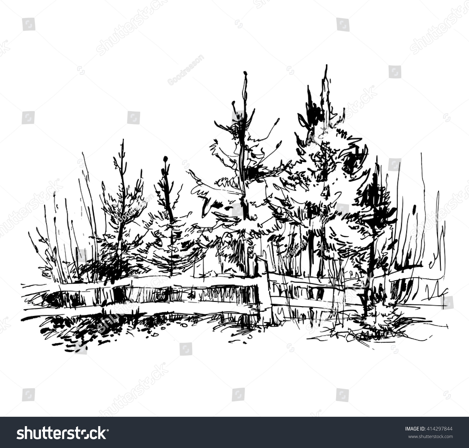 Trees Sketch Vector Illustration Stock Vector (Royalty Free) 414297844 ...